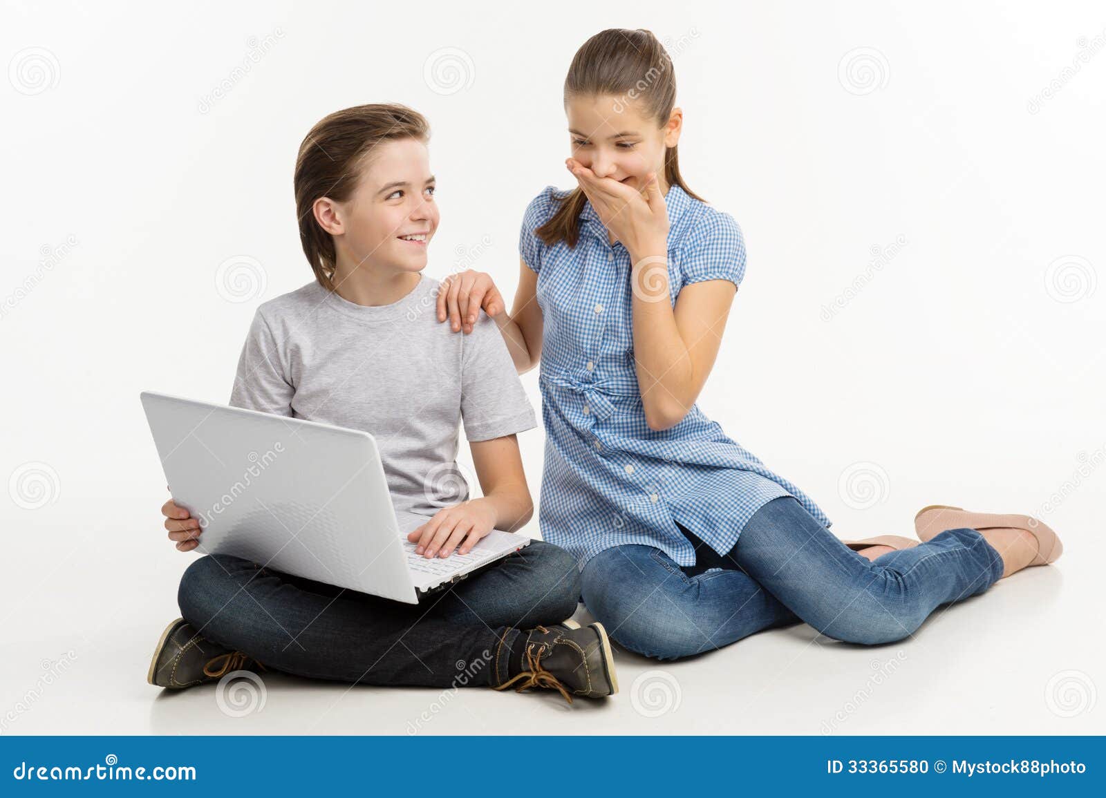 Kids with laptop. stock photo. Image of little, lifestyle - 33365580