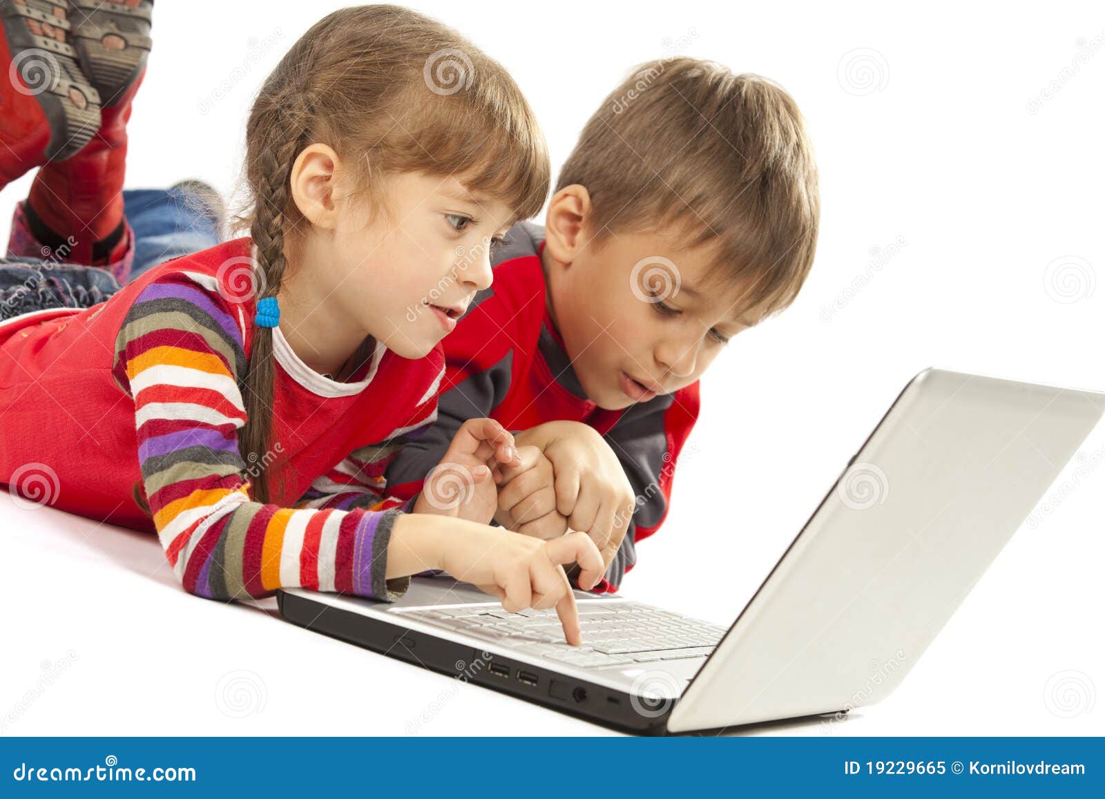 Kids laying with notebook stock image. Image of girl - 19229665