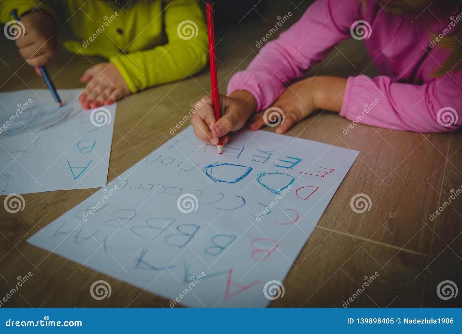 Kids Learn To Write Letters, Alphabet, Do Homework Stock Image - Image ...