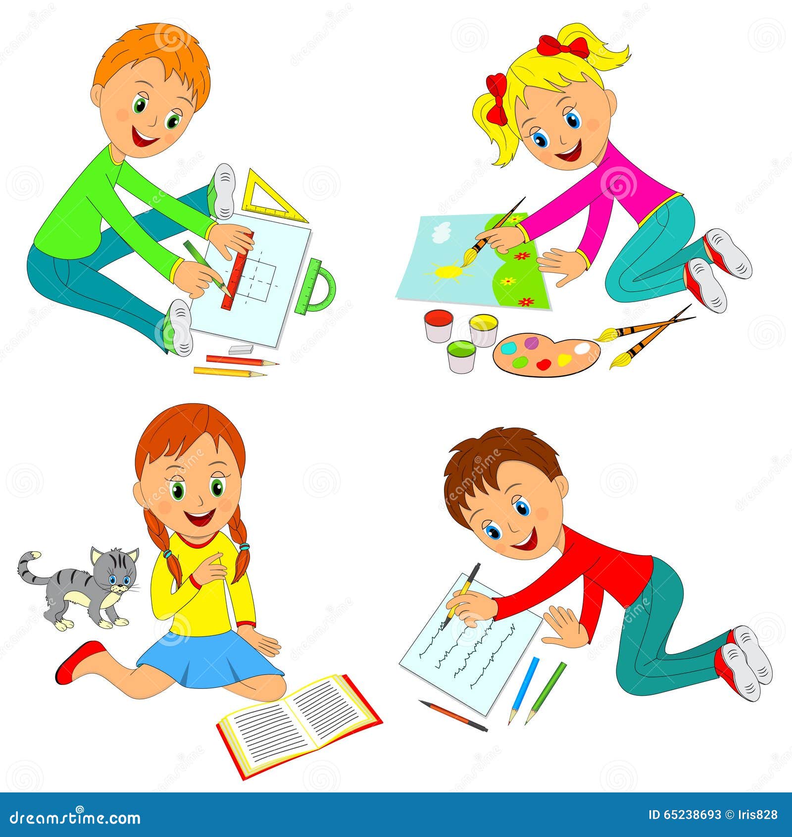 Kids learning activit stock vector. Illustration of girl - 65238693