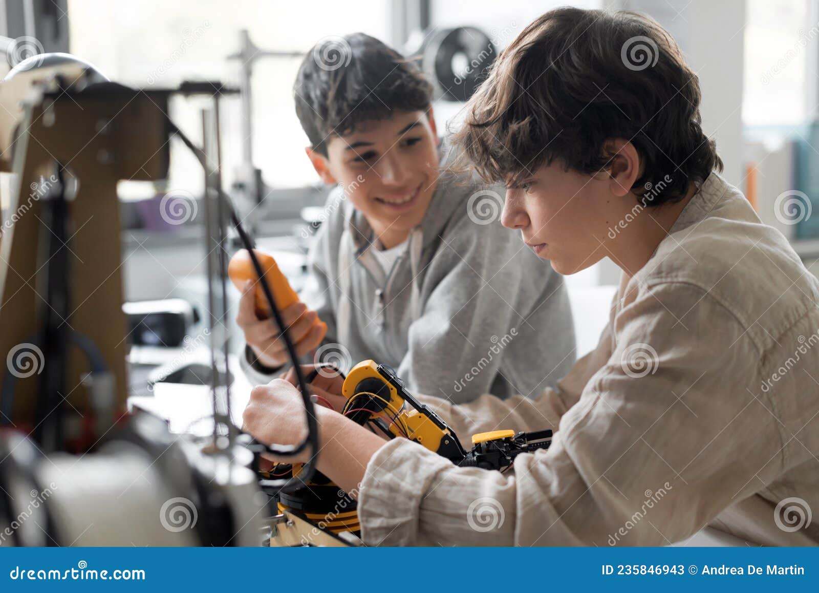 Kids Learning 3D Printing in the Lab Stock Image - Image of indoors ...