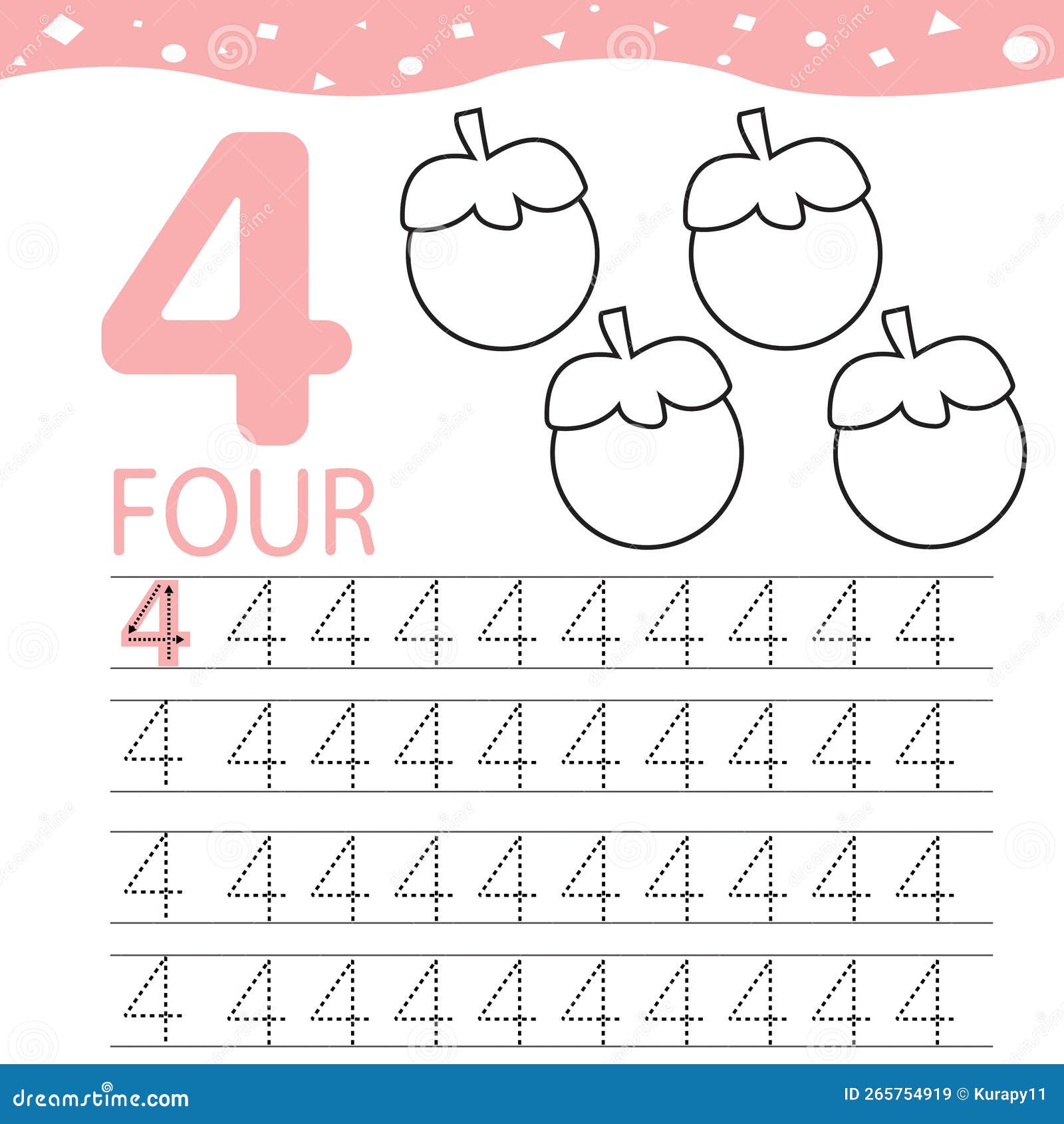 Kids Learning Material. Card for Learning Numbers and Paint Mangosteen ...