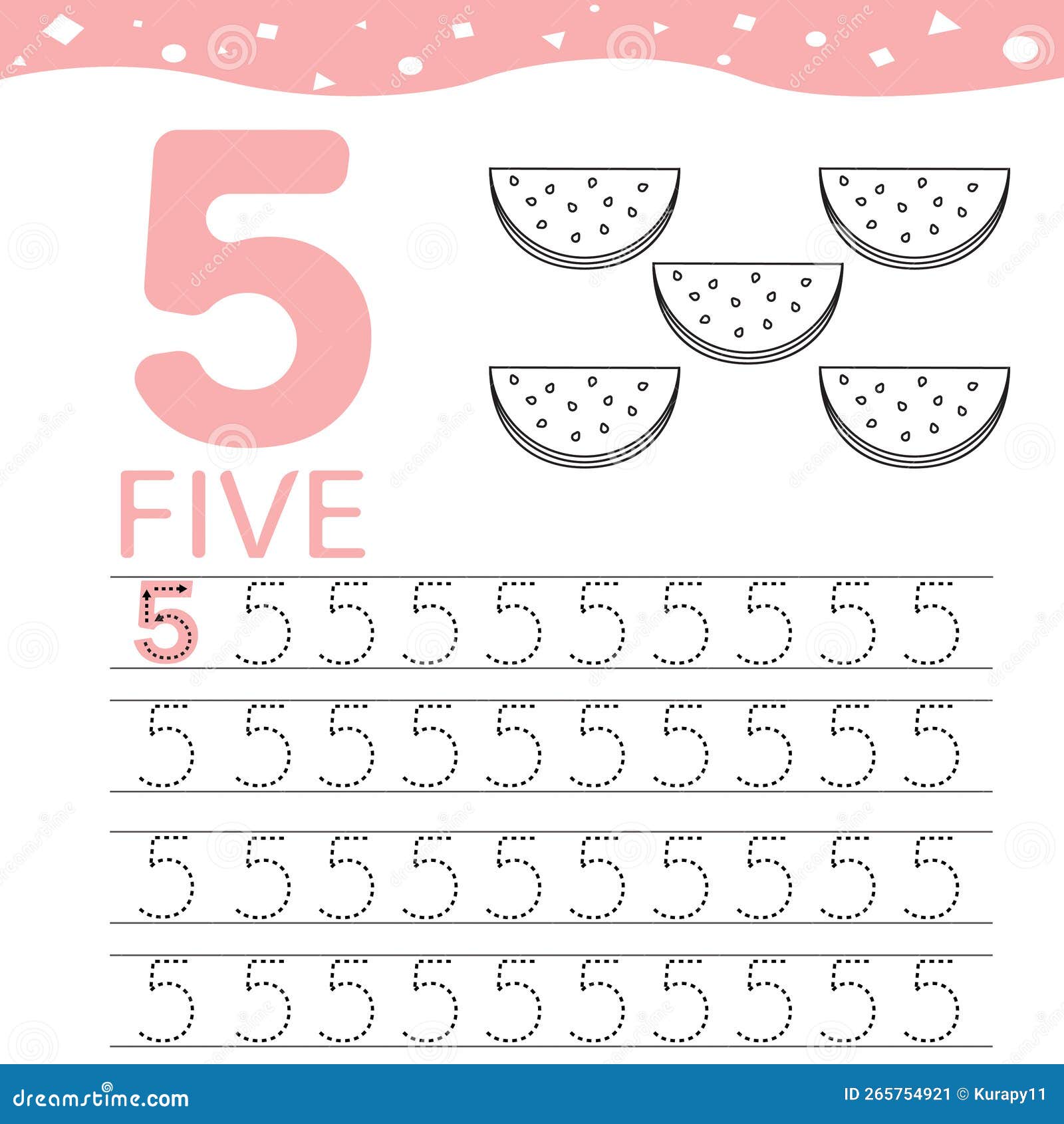 Kids Learning Material. Card for Learning Numbers and Paint Watermelon ...