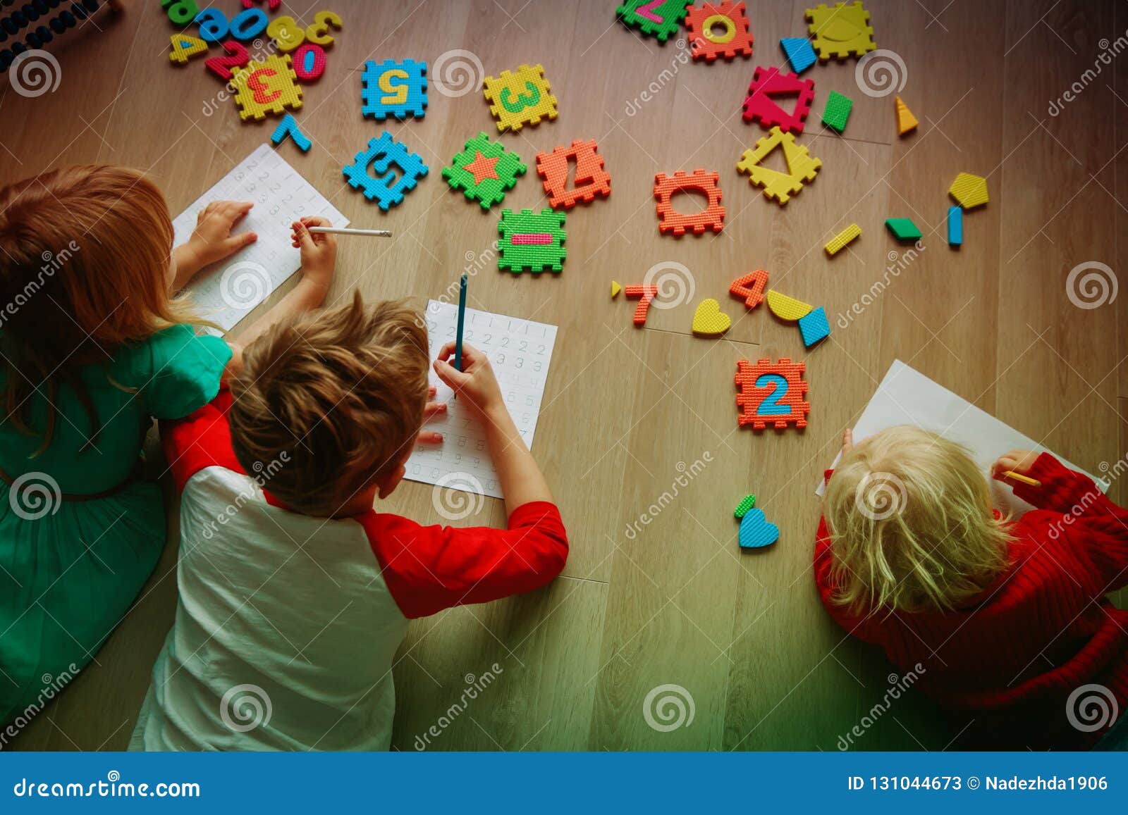 Kids Learning Numbers, Arithmetic, Calculation and Play Stock Image ...