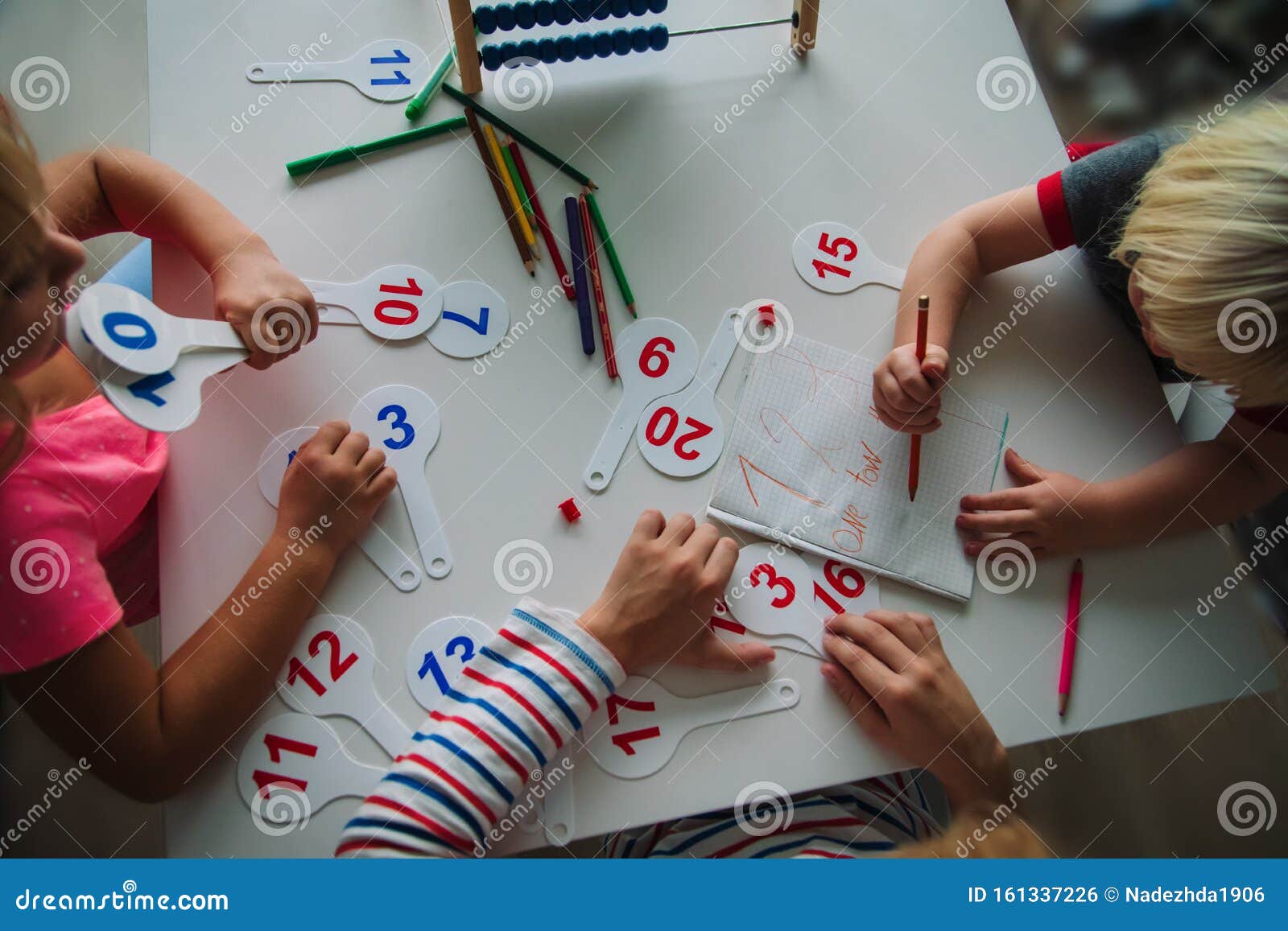 Kids Learning Numbers, Children Study Math Stock Photo - Image of ...