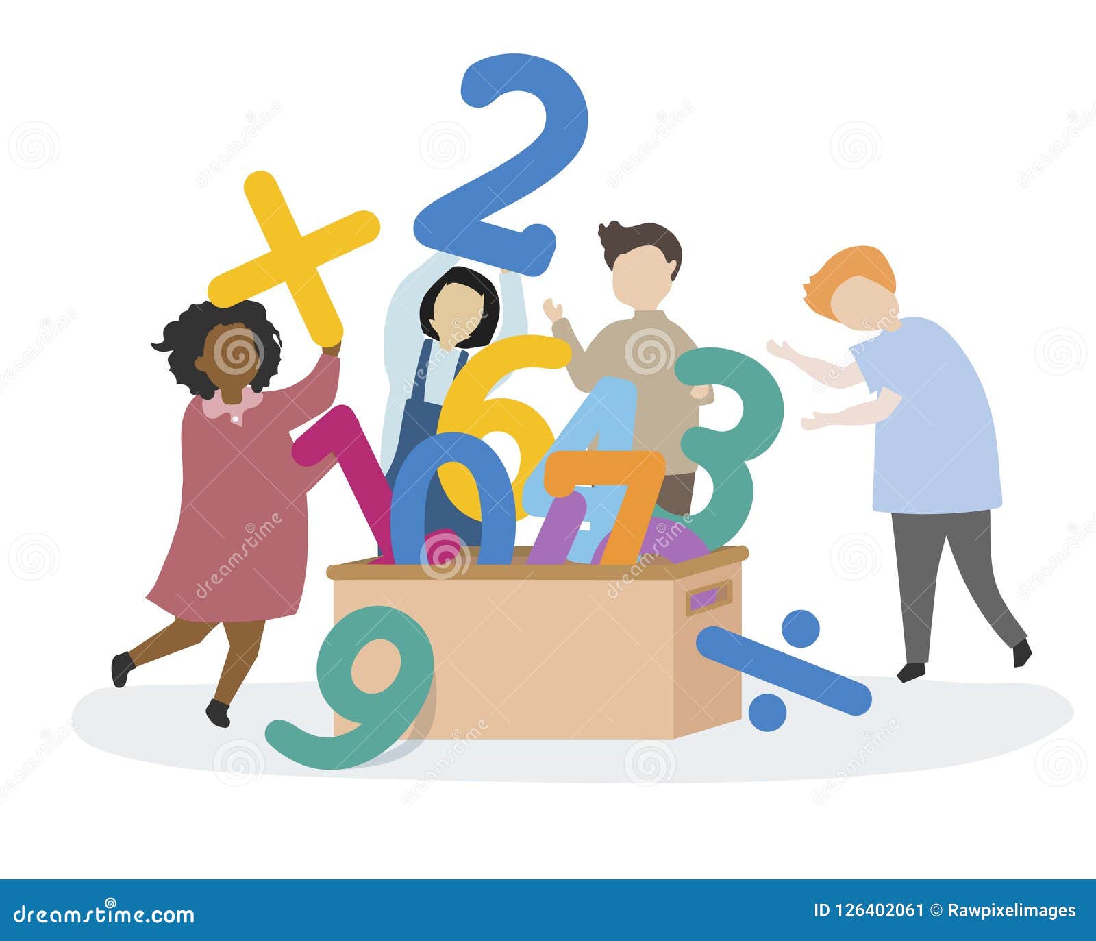 Kids Learning Numbers and Mathematics Stock Vector - Illustration of ...