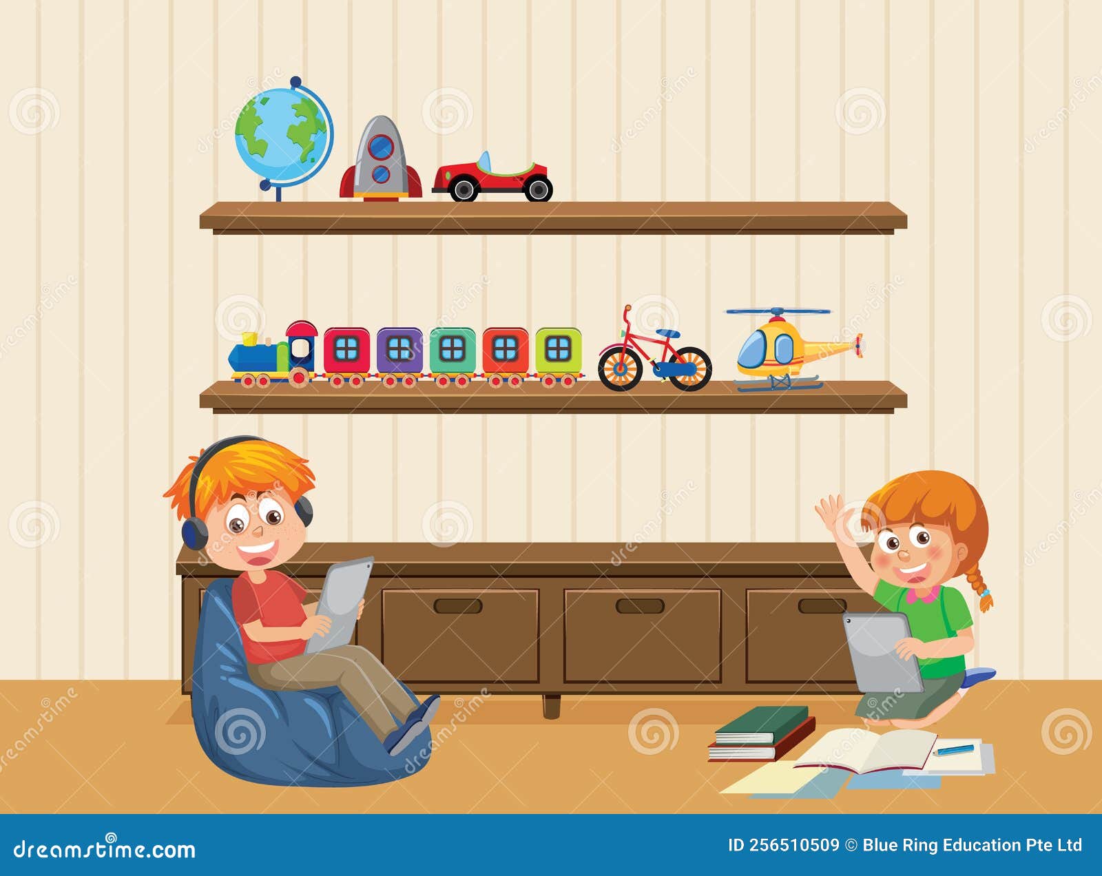 Kids Learning Online at Home Stock Vector - Illustration of learn, structure: 256510509