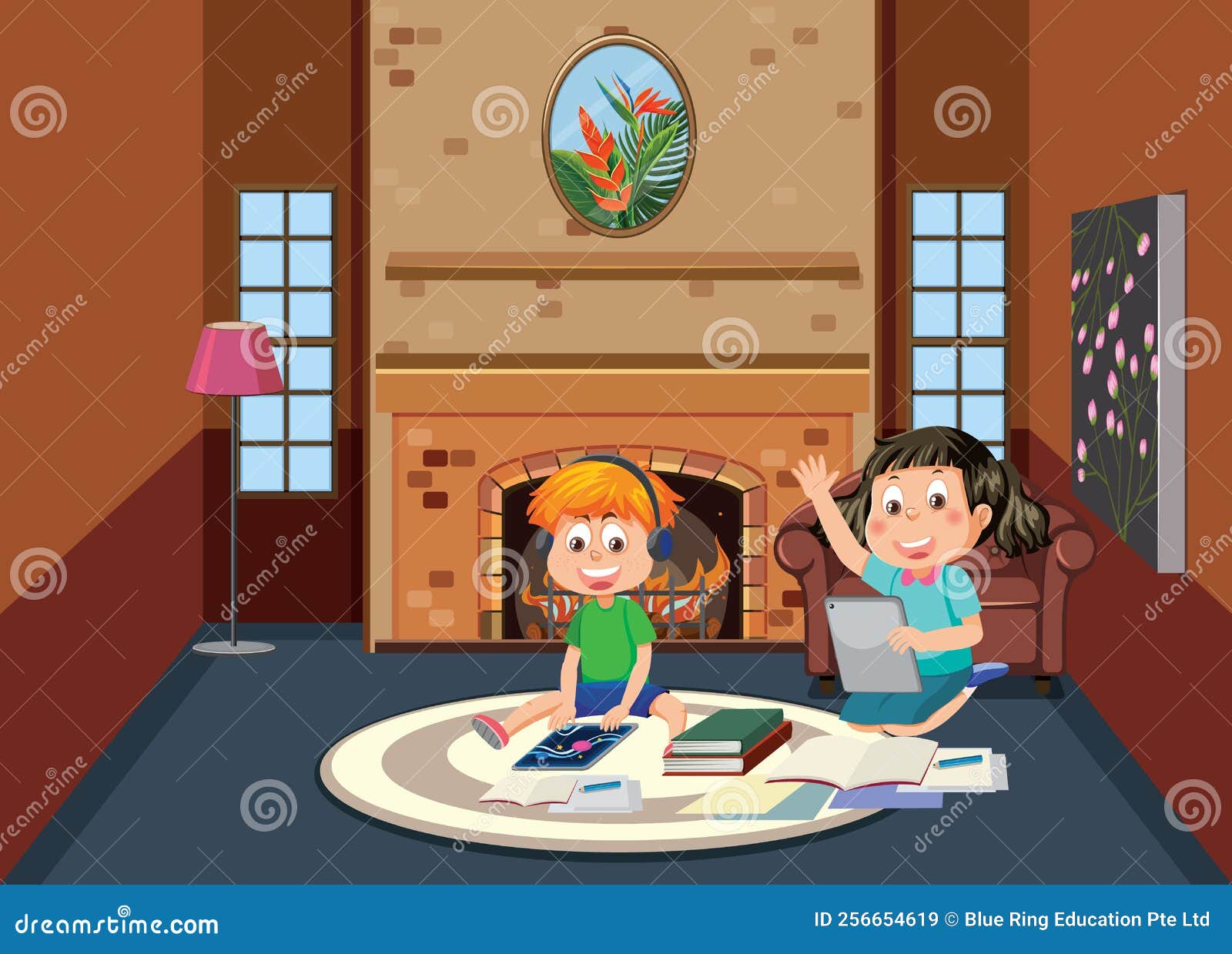 Kids Learning Online at Home Stock Vector - Illustration of media ...