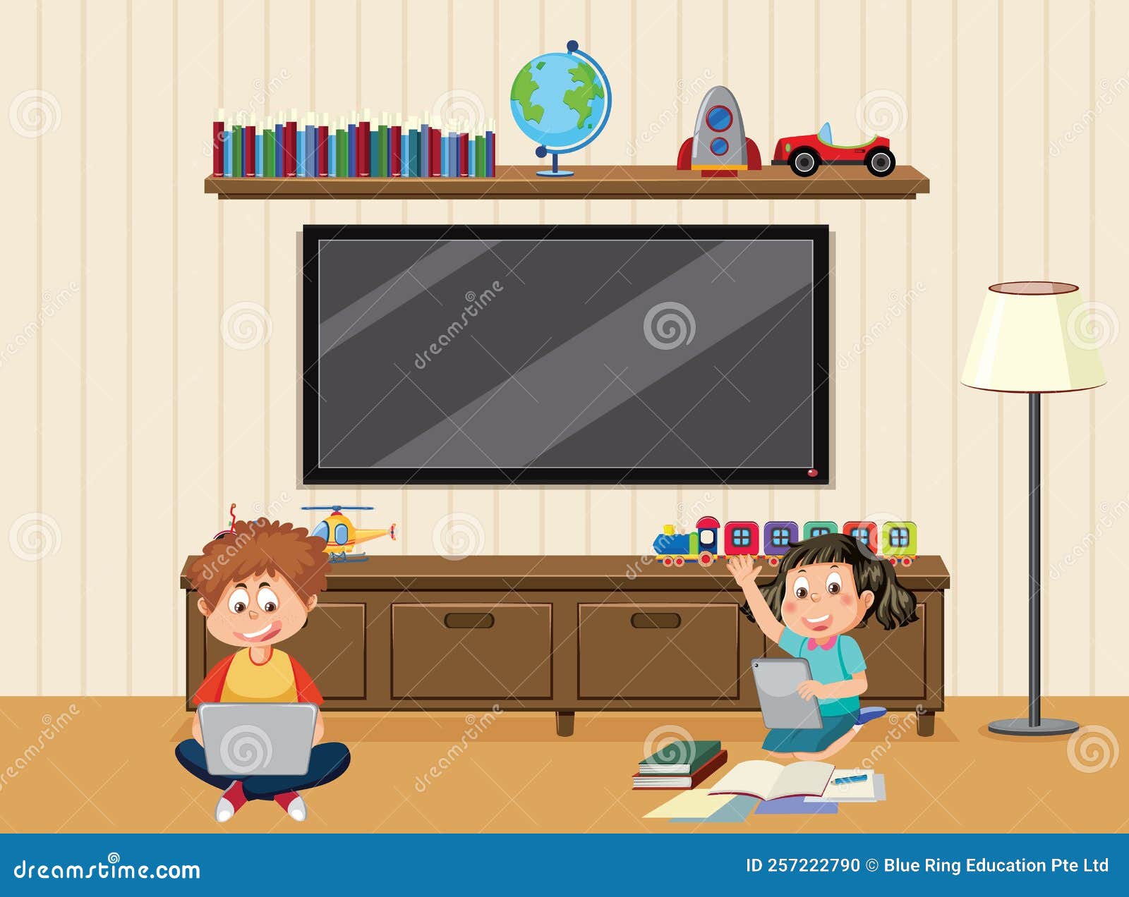 Kids Learning Online at Home Stock Vector - Illustration of student ...