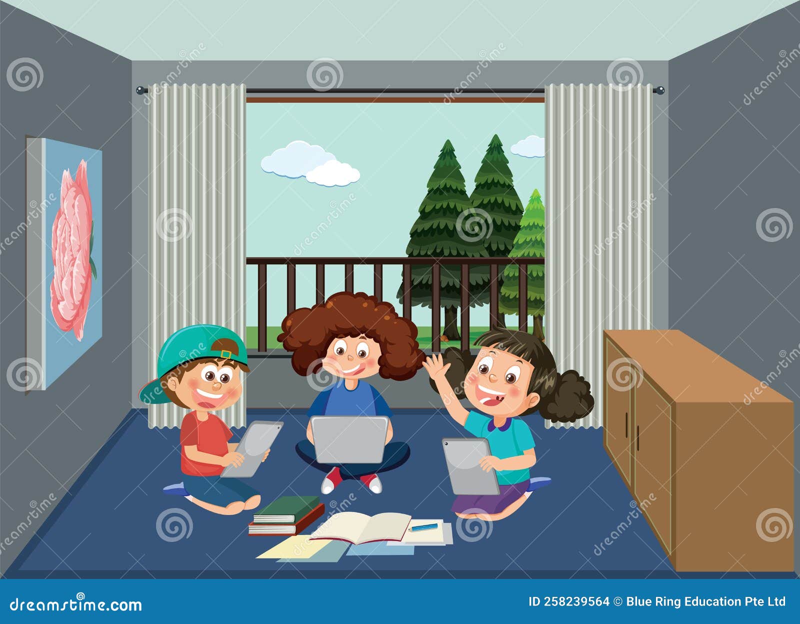 Kids Learning Online at Home Stock Vector - Illustration of kids ...