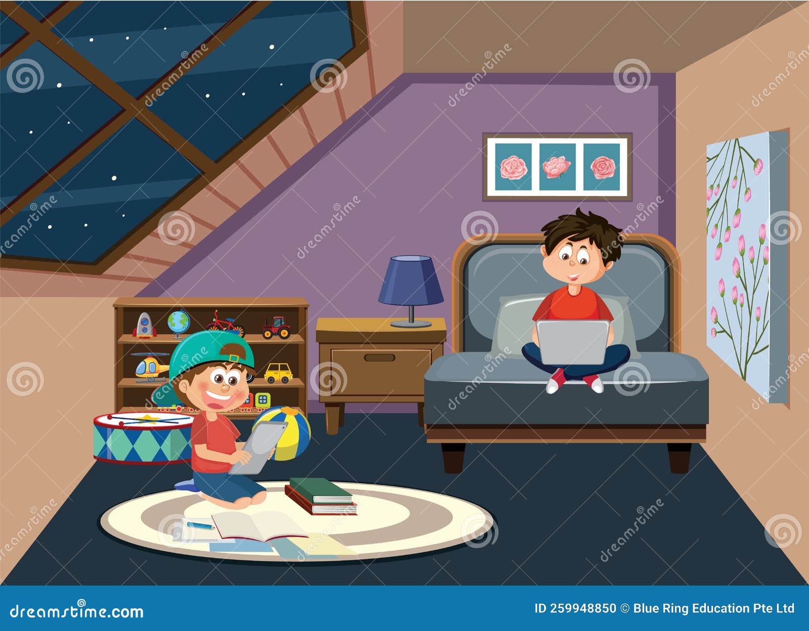 Kids Learning Online at Home Stock Vector - Illustration of clip, learning: 259948850