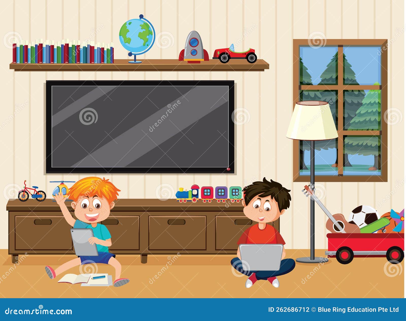Kids Learning Online at Home Stock Vector - Illustration of science, graphic: 262686712