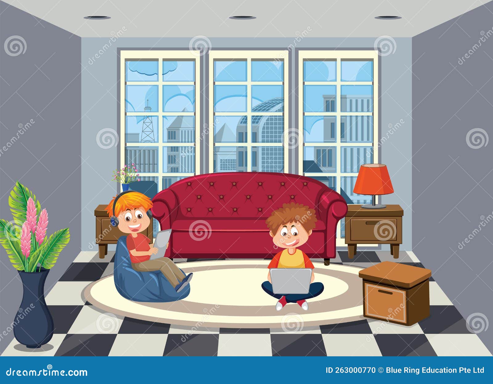 Kids Learning Online at Home Stock Vector - Illustration of clipart ...