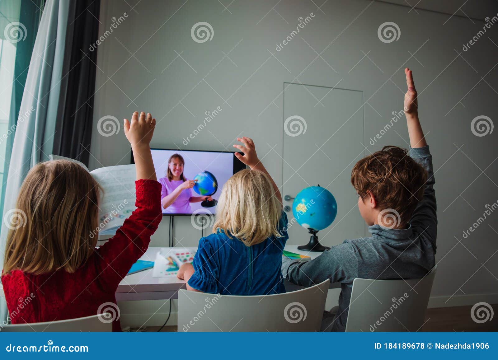 Kids learning online stock photo. Image of outbreak - 184189678