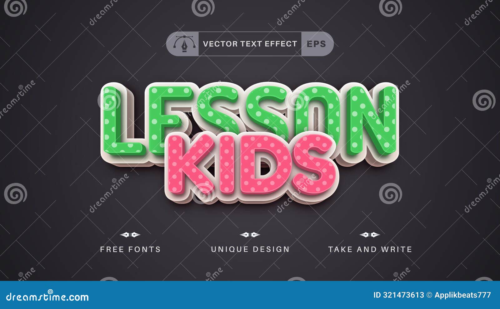 Kids Lesson - Editable Text Effect, Font Style Stock Vector ...