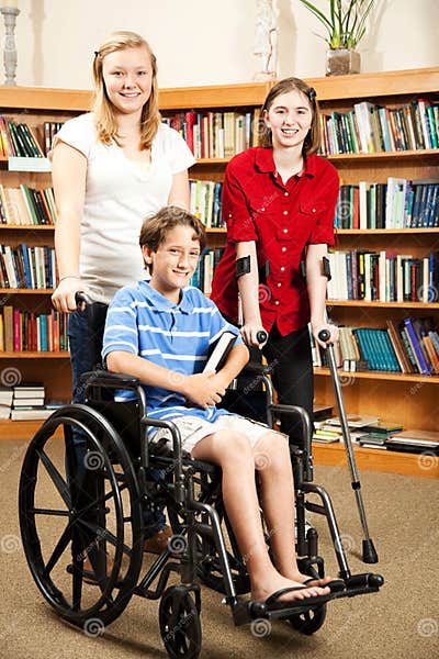 Kids in Library - Disabilities Stock Photo - Image of reading, library ...
