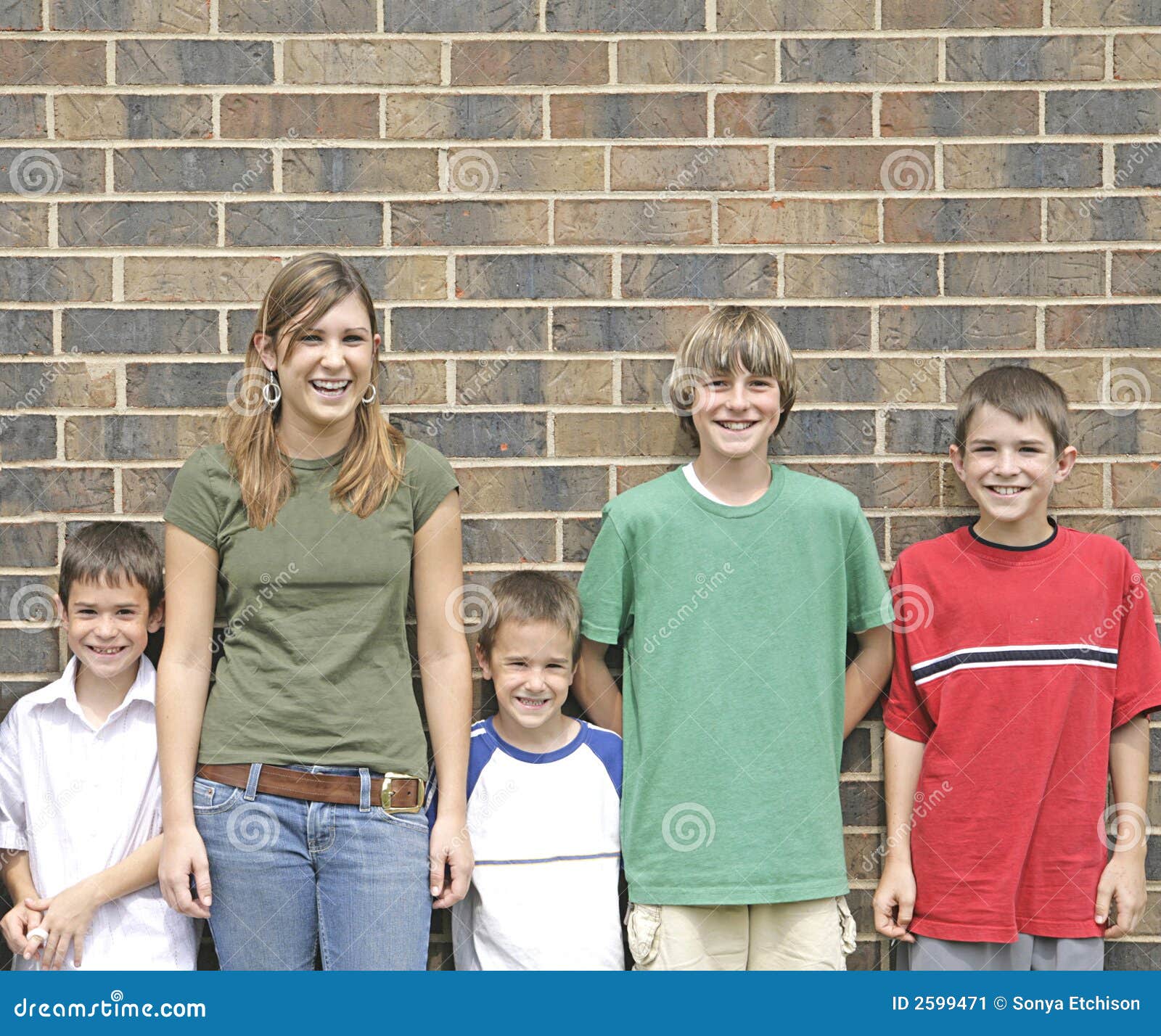 Kids Lined Up Laughing stock image. Image of handsome - 2599471