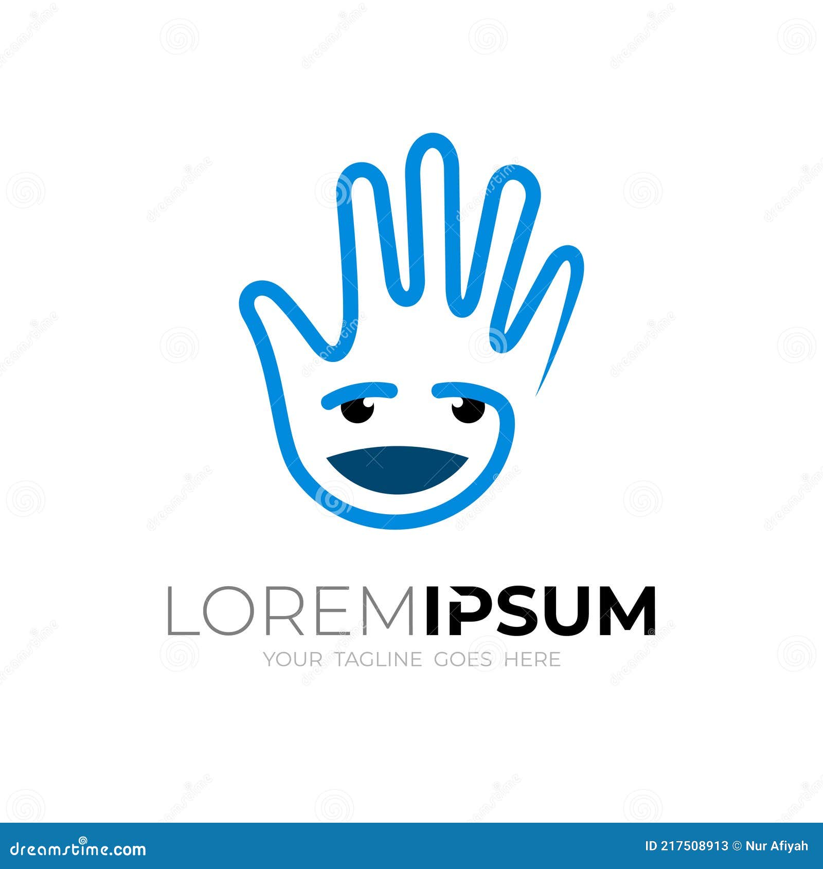 Kids Logo and Hand Design Combination, Simple Line Style Stock Vector ...