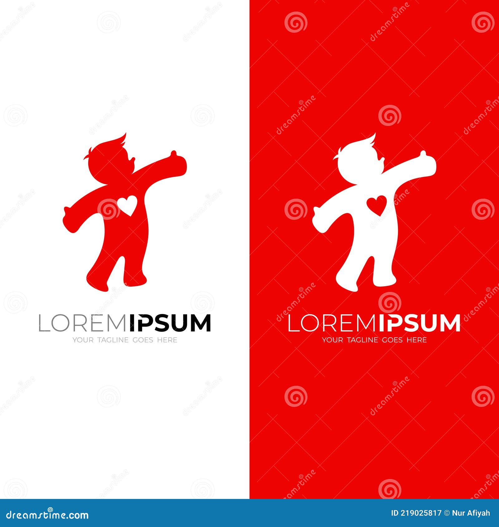 Kids Logo and Love Design Combination, Red Color Stock Vector ...
