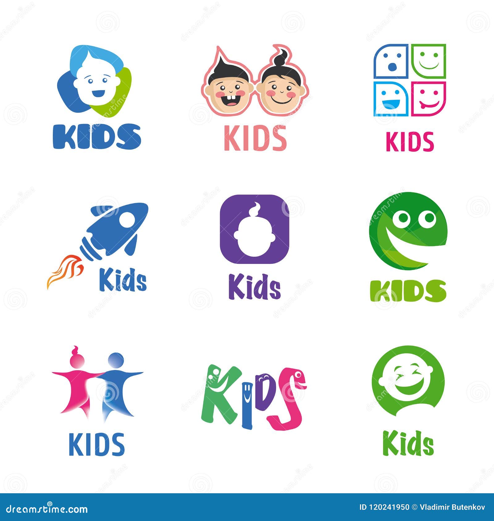 Kids logo set stock vector. Illustration of group, graphics - 120241950