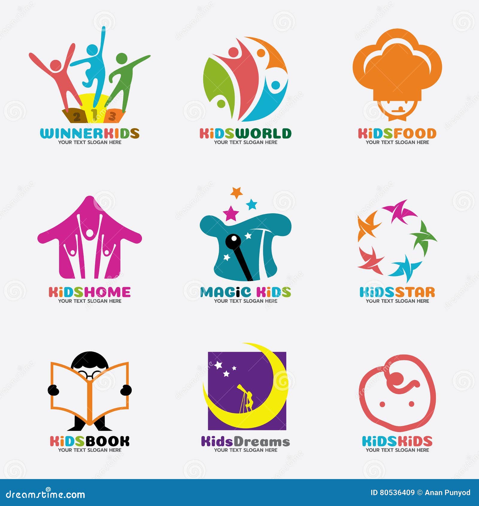 Kids Logo, Modern Children Education Logo, Happy Kids Cartoon Vector ...