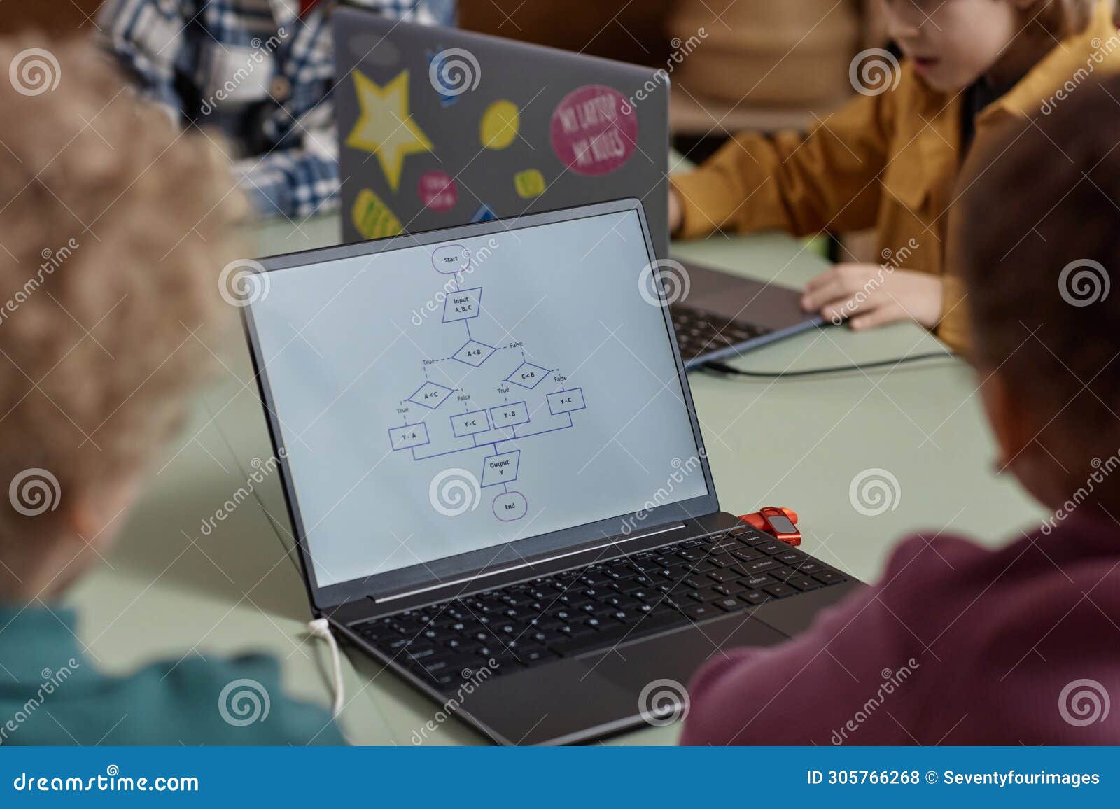 Kids Looking at Laptop Screen during it Lesson Stock Photo - Image of ...