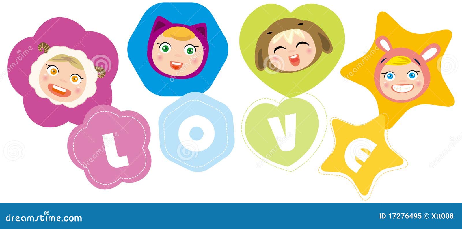 Kids love animals stock vector. Illustration of happy - 17276495