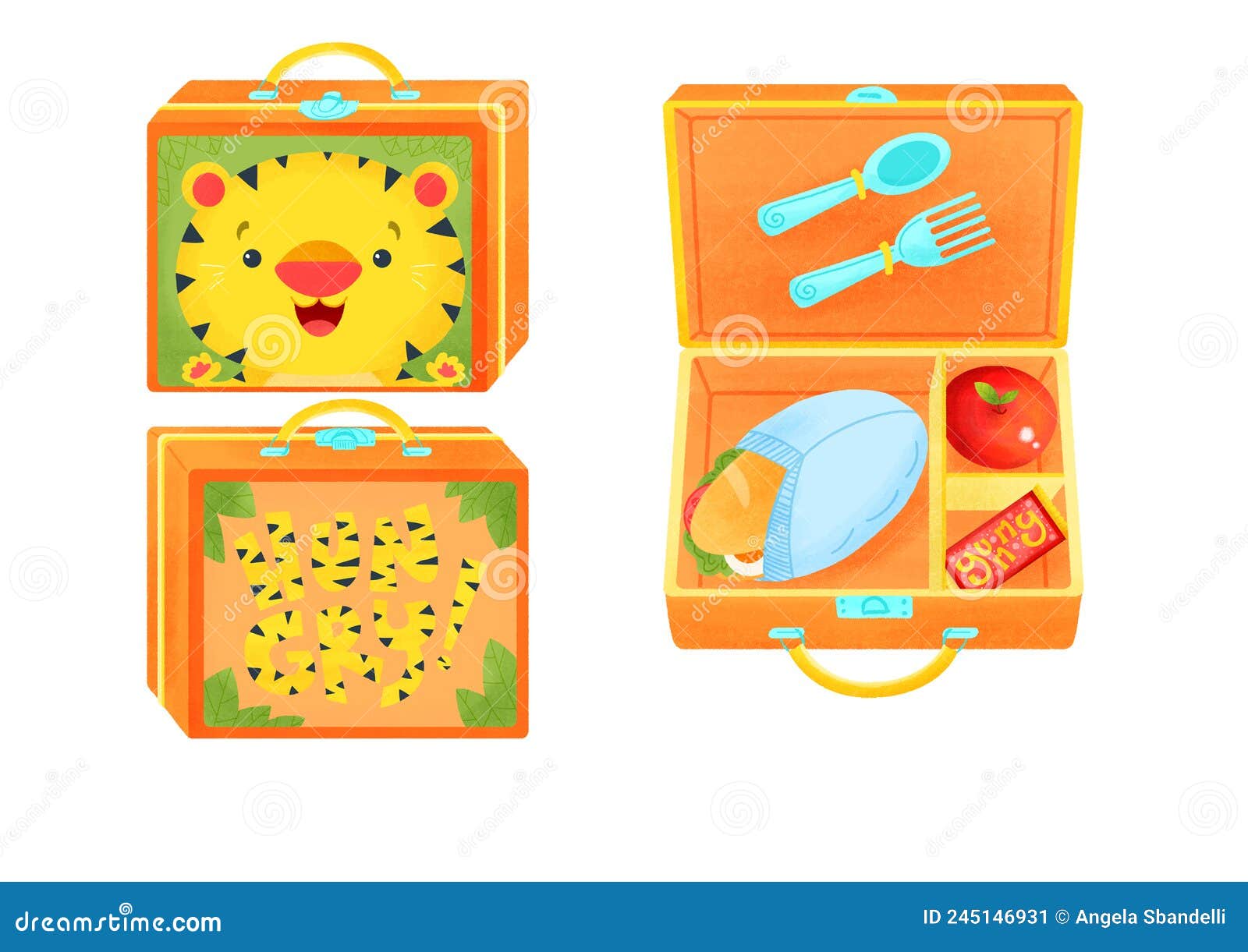 Kids lunch box stock illustration. Illustration of fork - 245146931