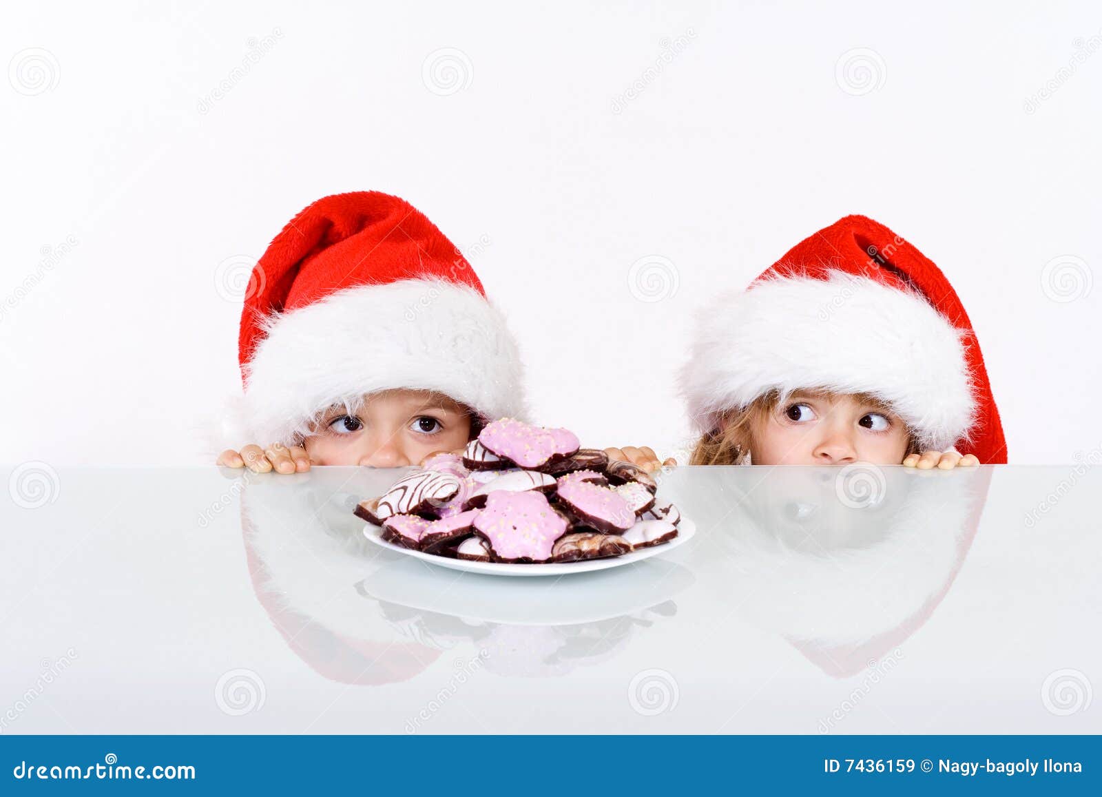Kids Lurking To Get a Glimpse of Santa Stock Image - Image of little ...