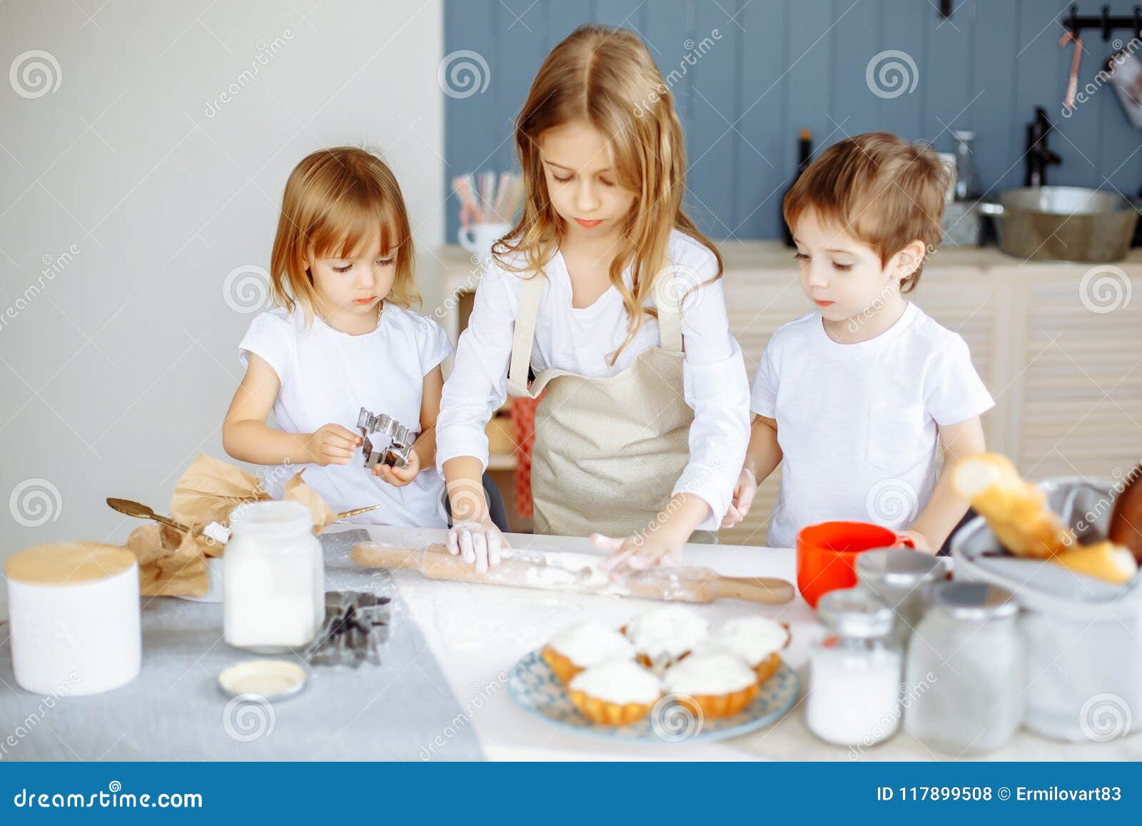 Kids Making Cookies in the Kitchen Stock Photo - Image of baker ...