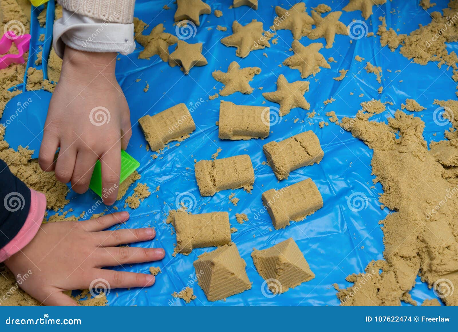 Kids Making Different Shapes by Sand with Mould Stock Photo - Image of ...