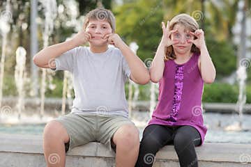 Kids making funny face stock image. Image of hands, child - 16760943