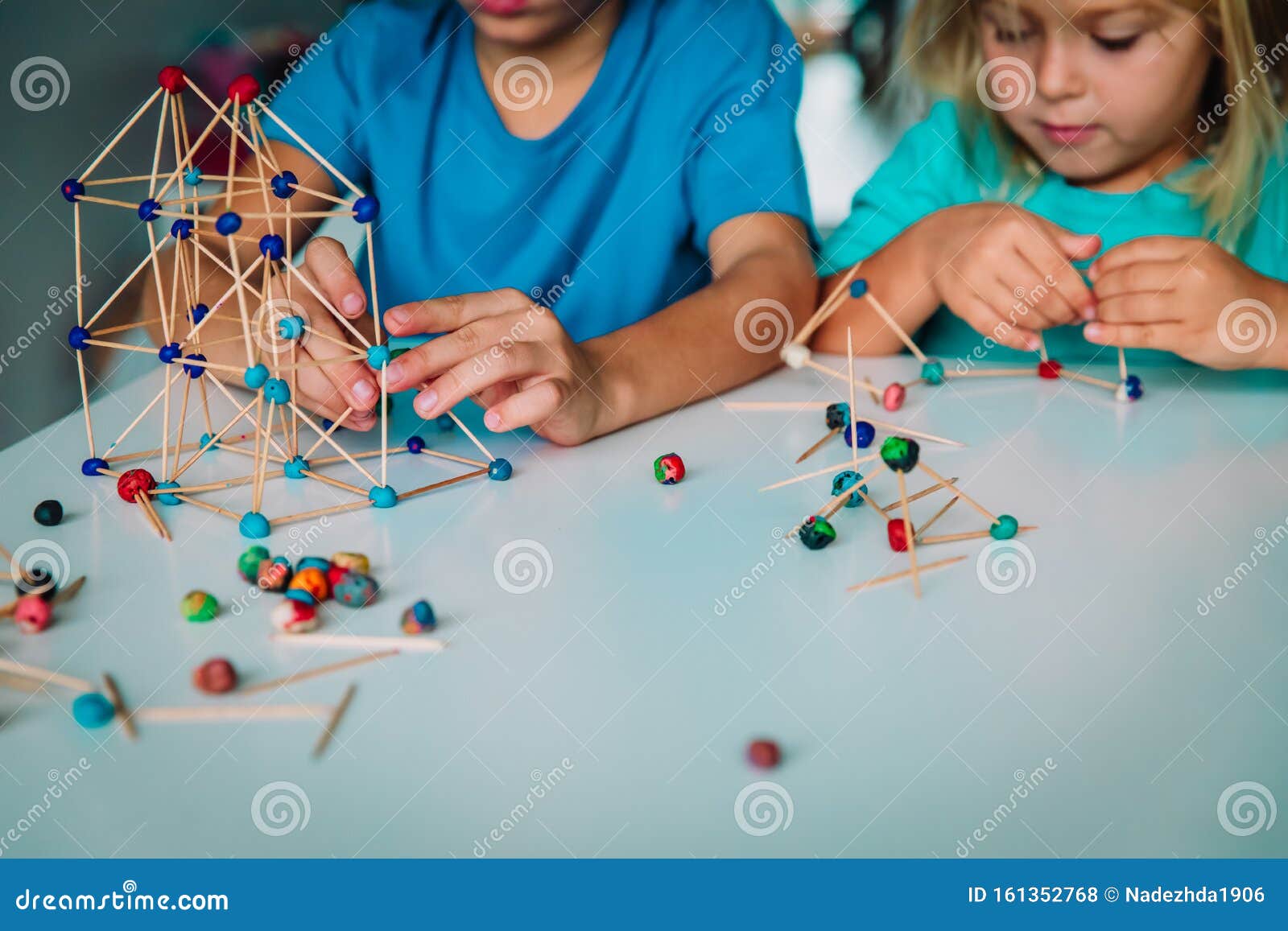 Kids Making Geometric Shapes, Engineering and STEM Stock Photo - Image ...