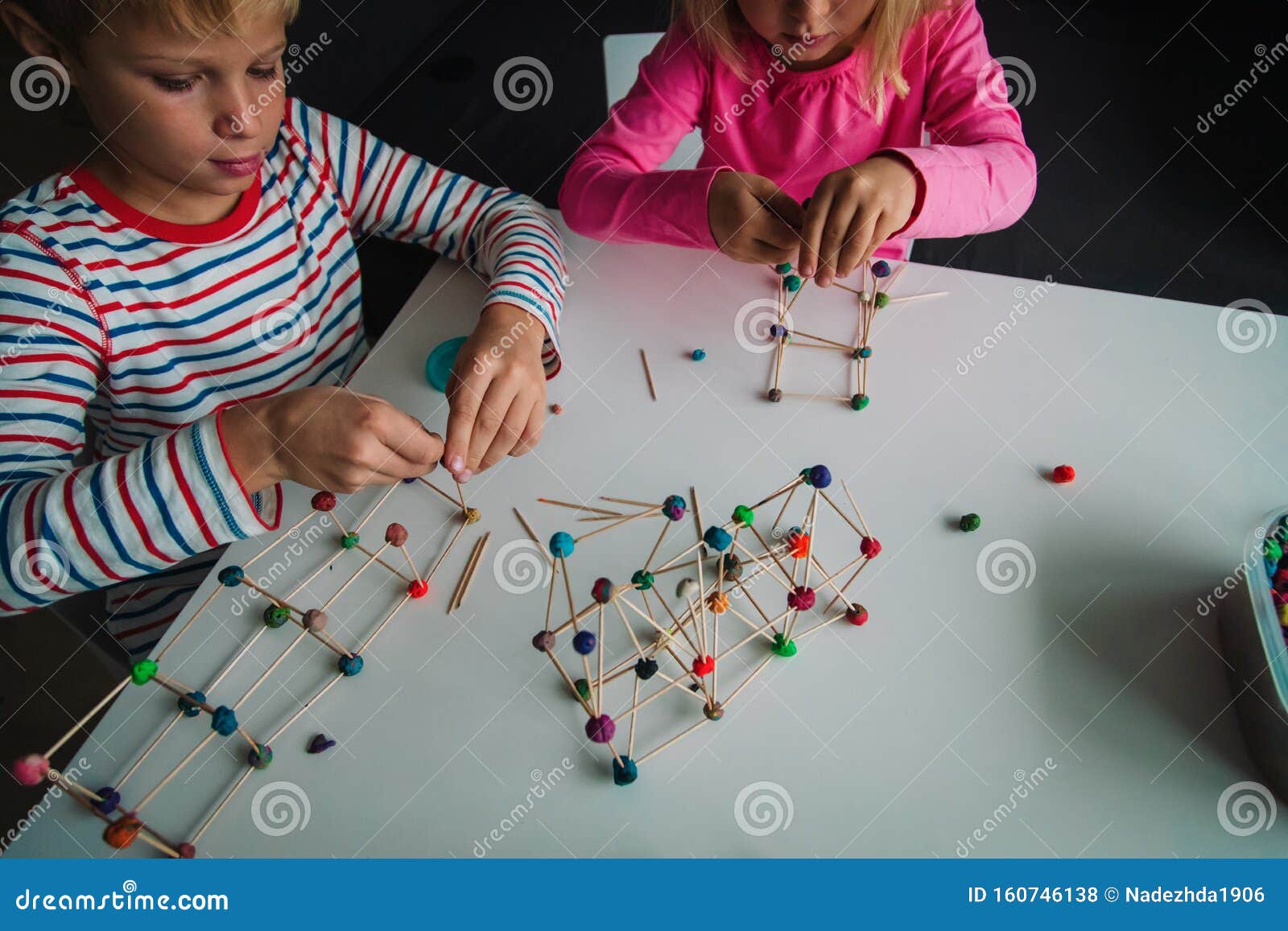 Kids Making Geometric Shapes, Engineering and STEM Stock Photo - Image ...