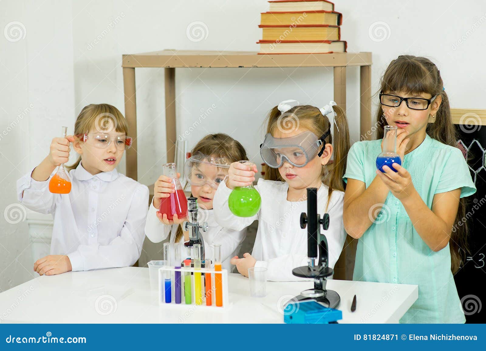 Kids Making Science Experiments Stock Image - Image of lesson ...