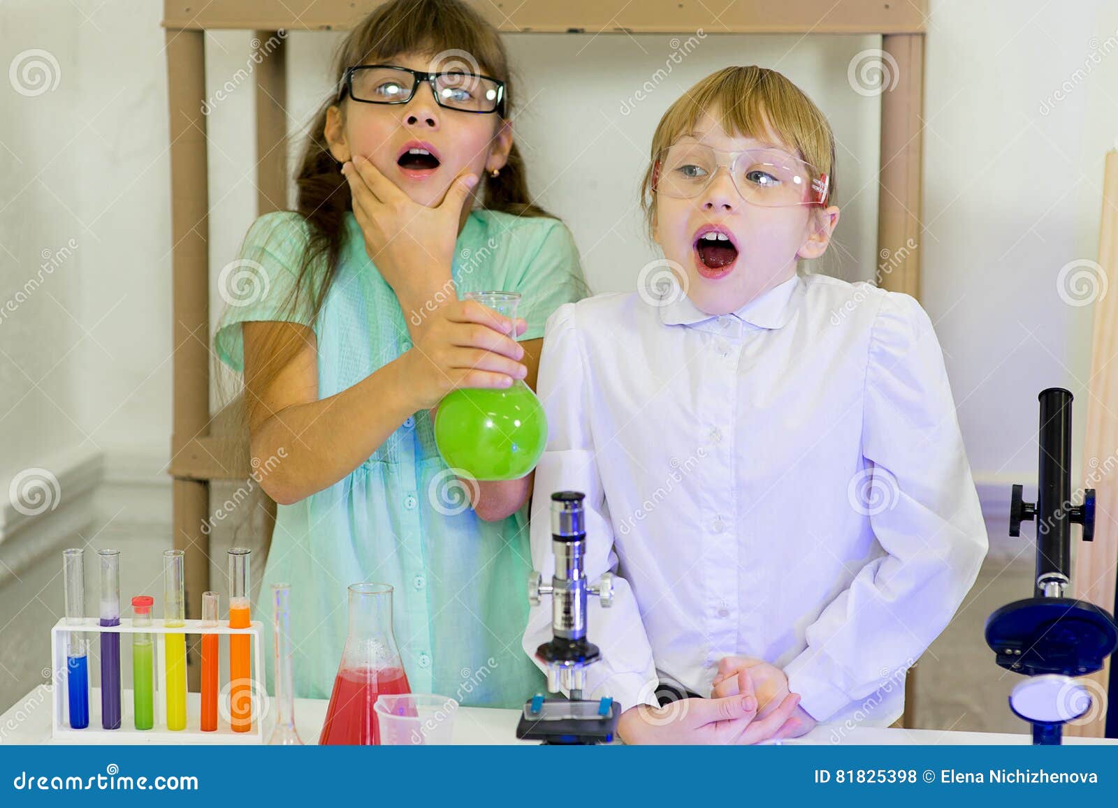 Kids Making Science Experiments Stock Photo - Image of girl, medical ...