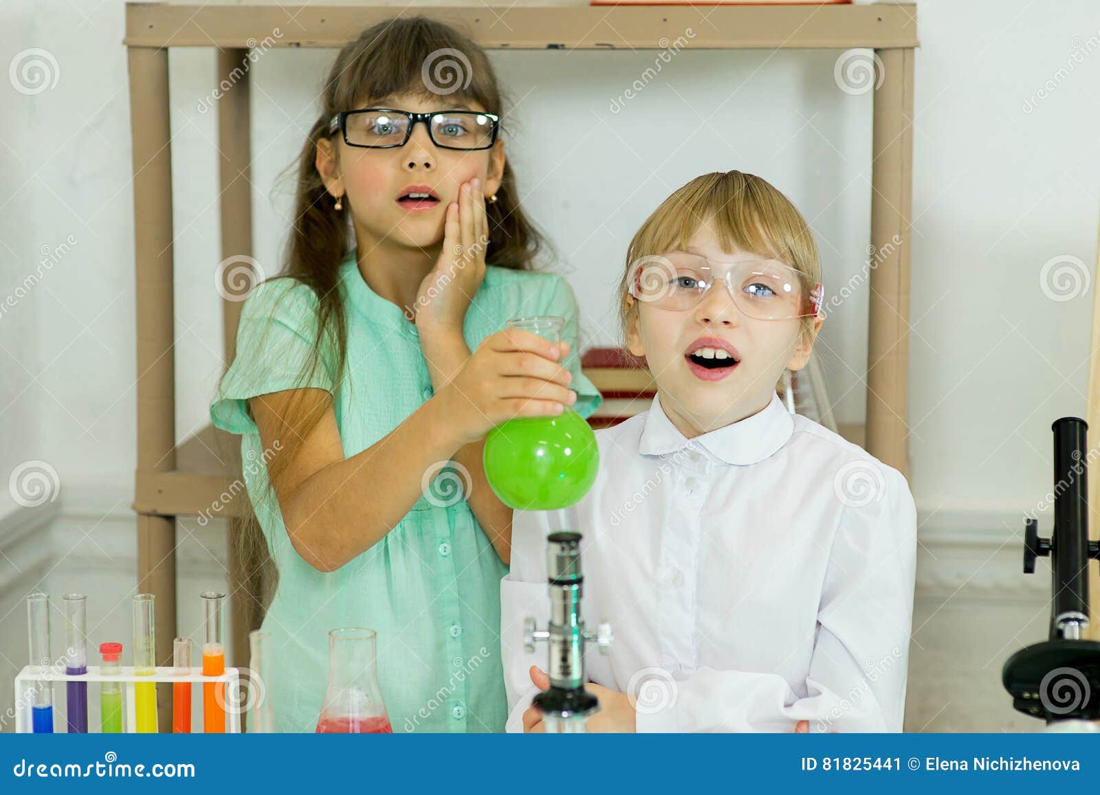 Kids Making Science Experiments Stock Image - Image of equipment, glass ...