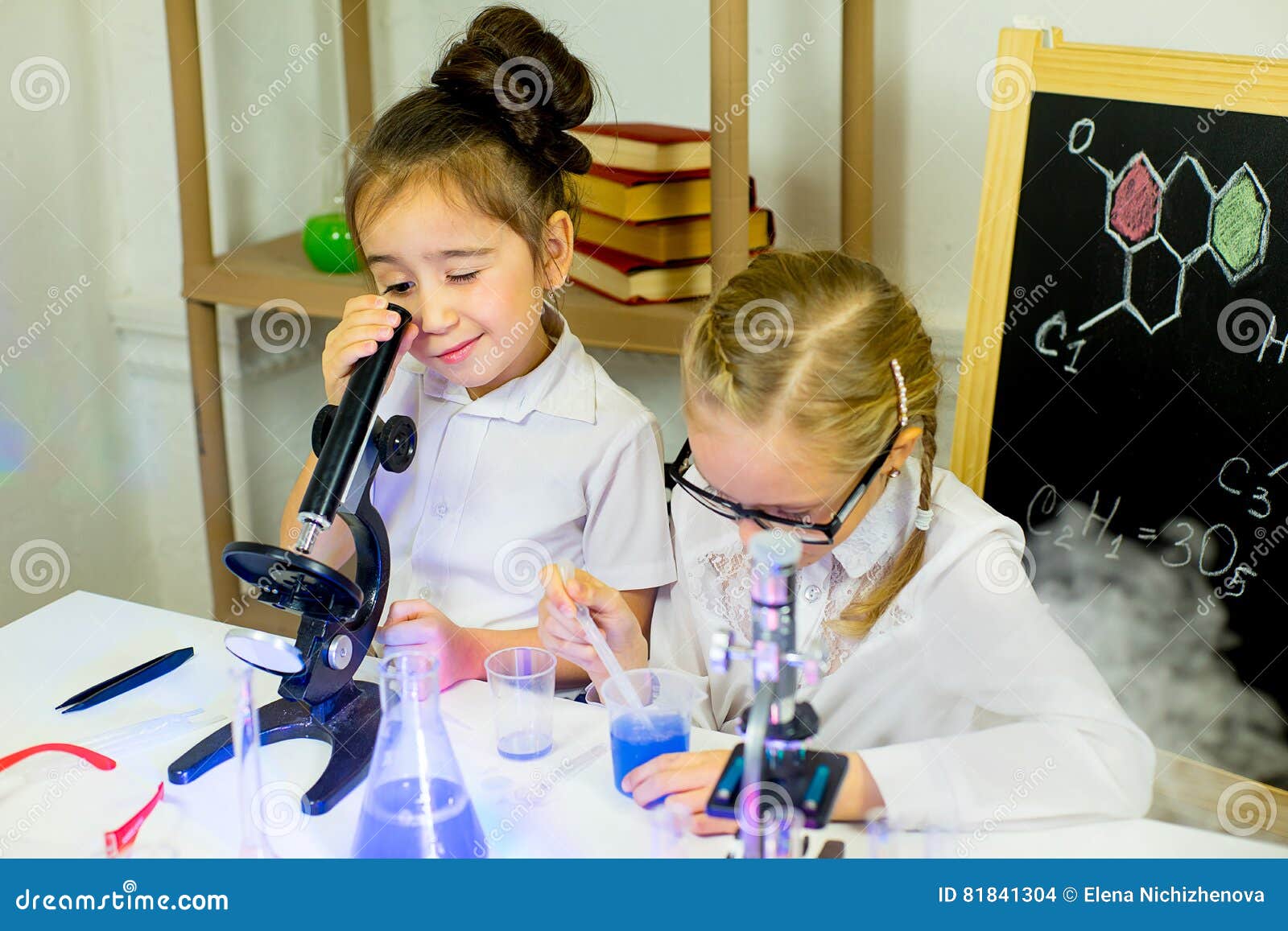 Kids Making Science Experiments Stock Photo - Image of clever, medicine ...