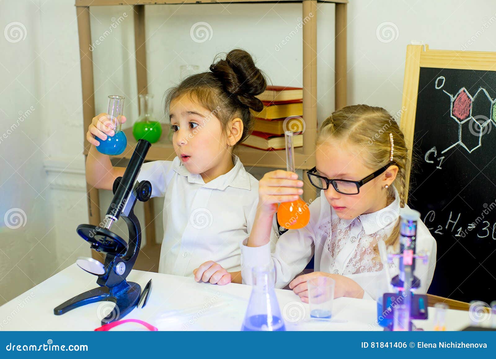 Kids Making Science Experiments Stock Photo - Image of chemist ...