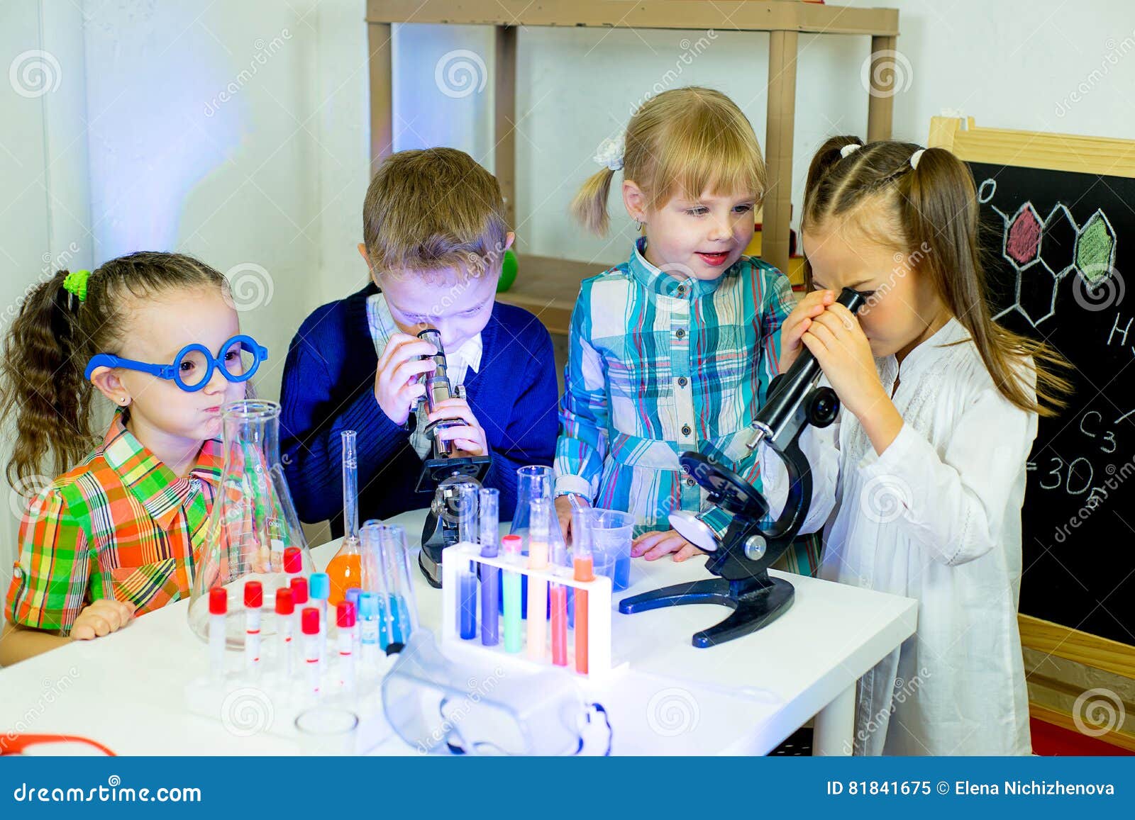 Kids Making Science Experiments Stock Image - Image of biotechnology ...