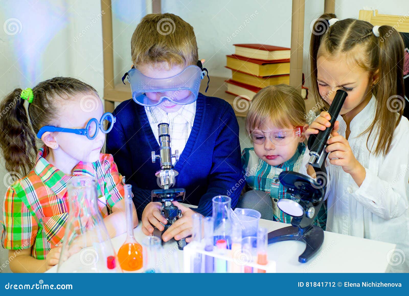 Kids Making Science Experiments Stock Photo - Image of explosion, glass ...