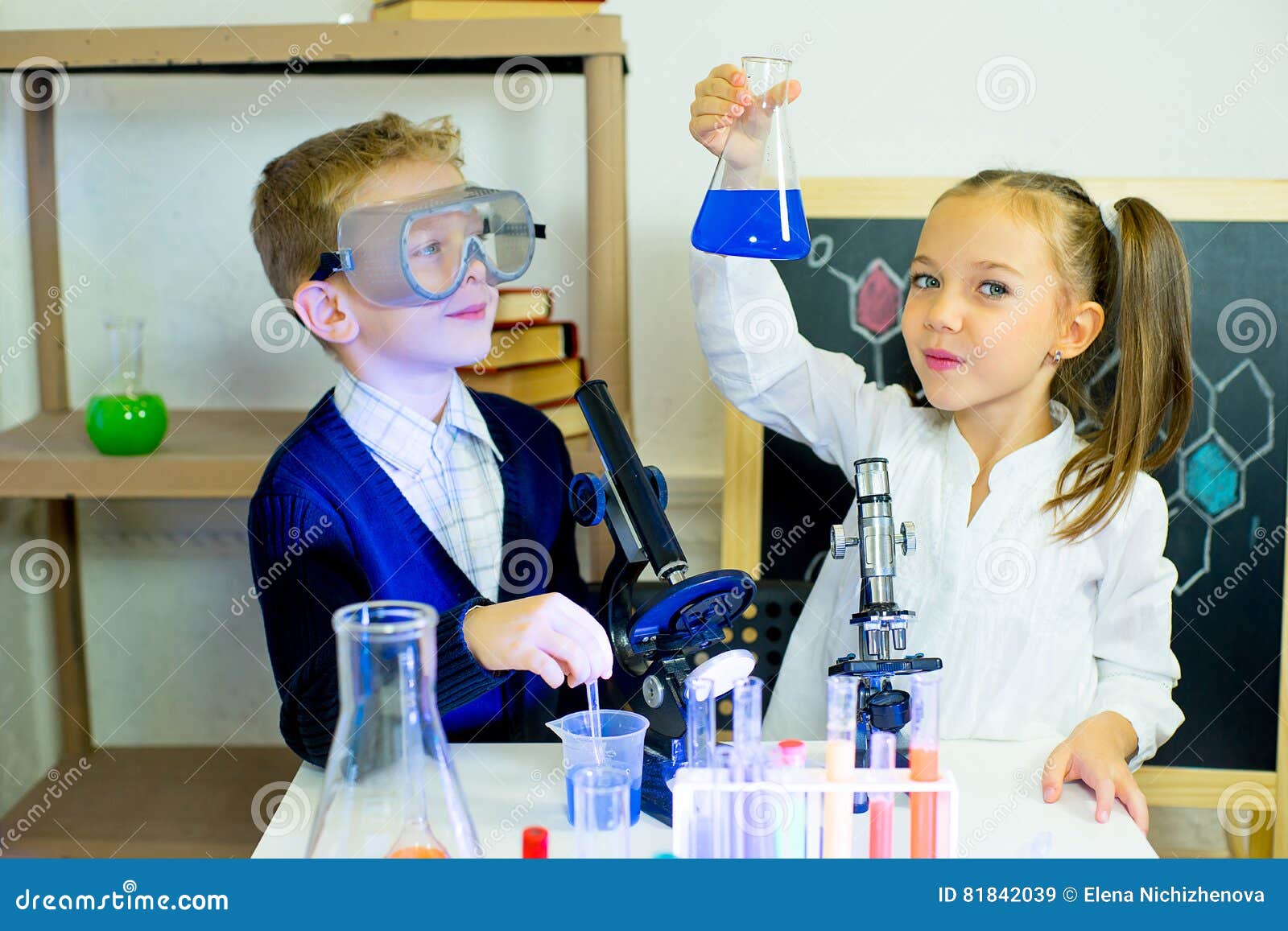 Kids Making Science Experiments Stock Image - Image of microscope ...