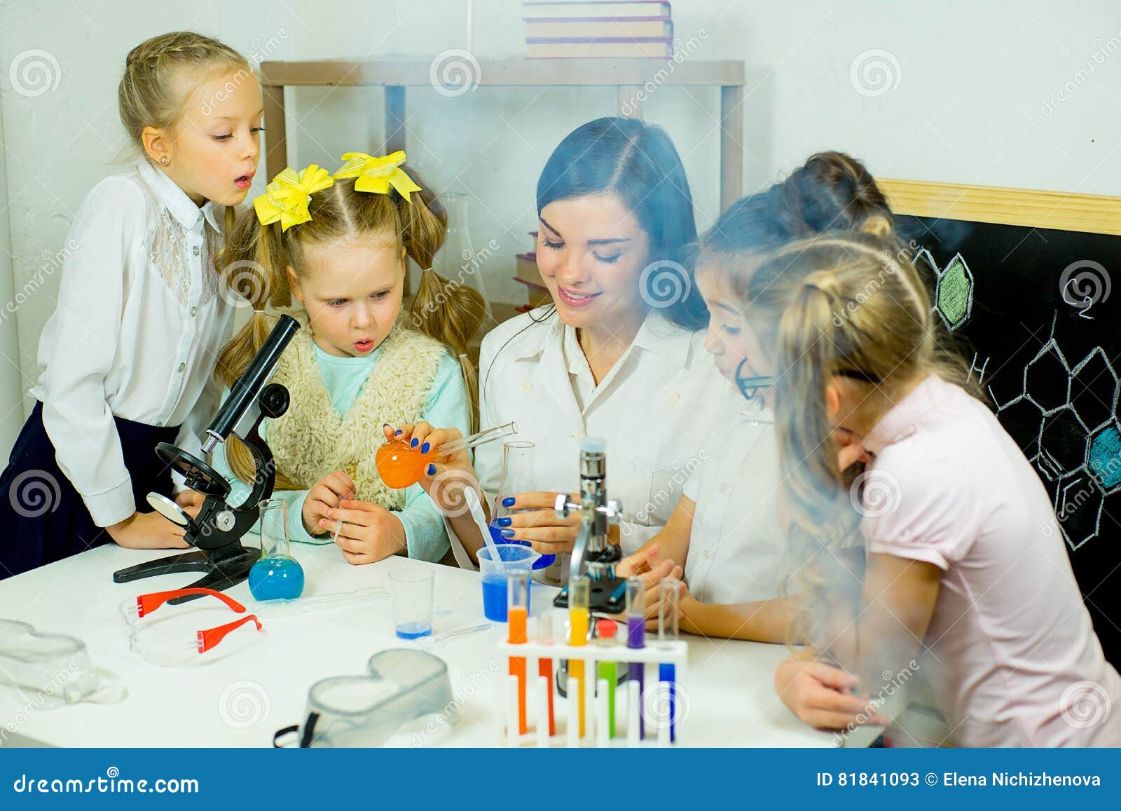 Kids Making Science Experiments Stock Image - Image of group, lesson ...