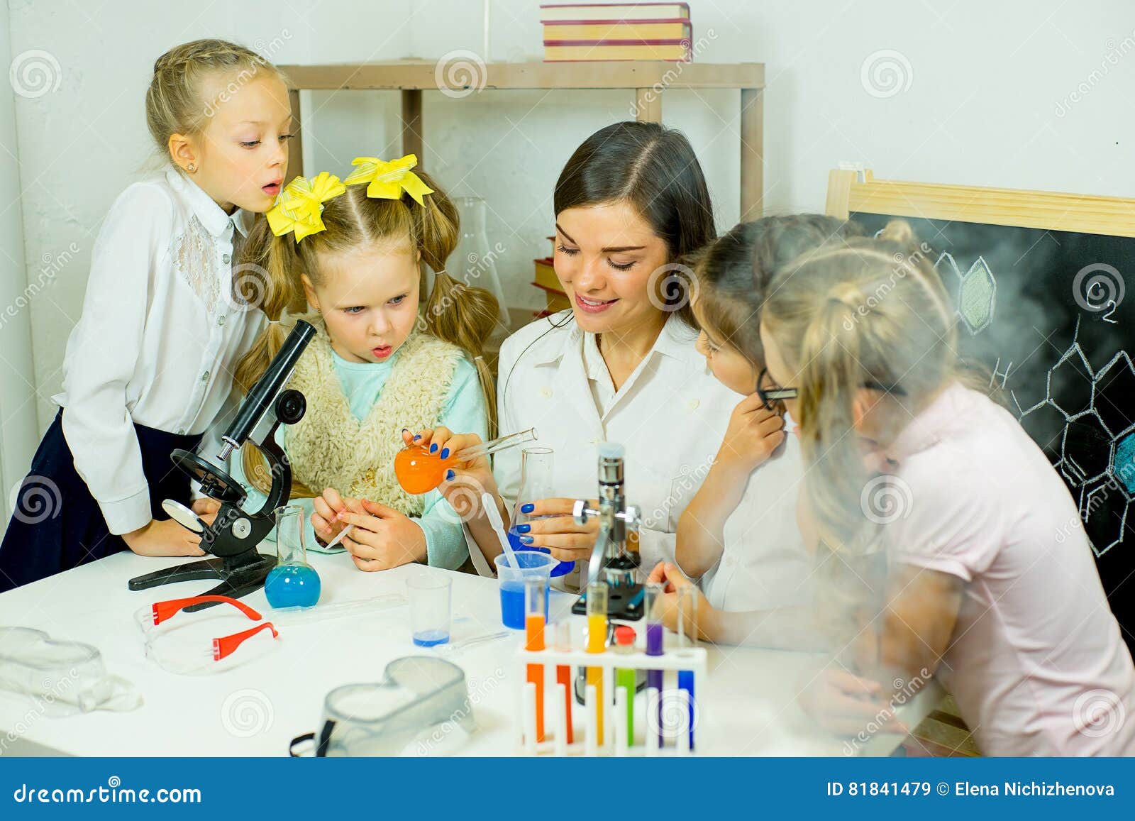 Kids Making Science Experiments Stock Image - Image of medicine, group ...
