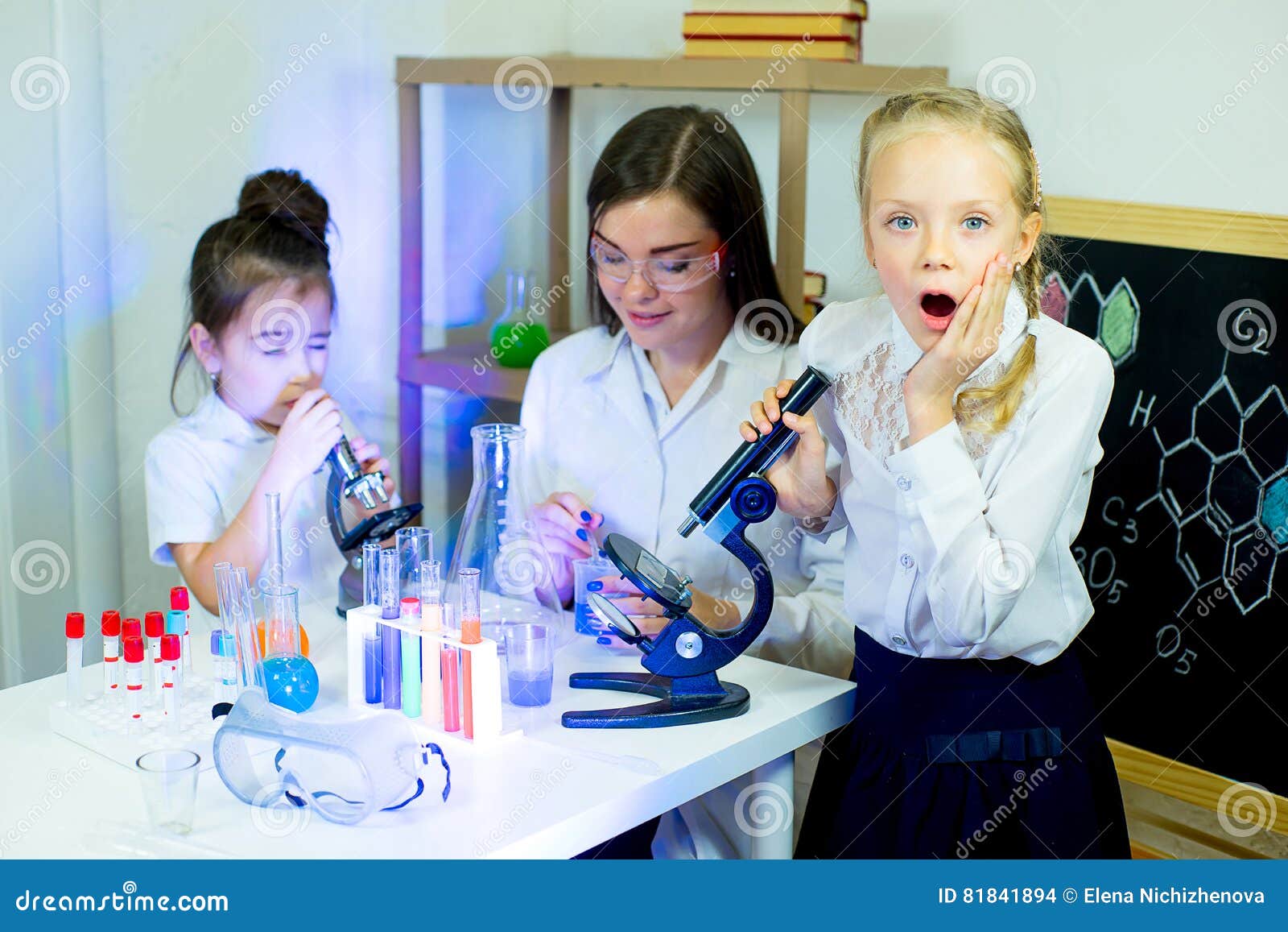 Kids Making Science Experiments Stock Photo - Image of fire, child ...