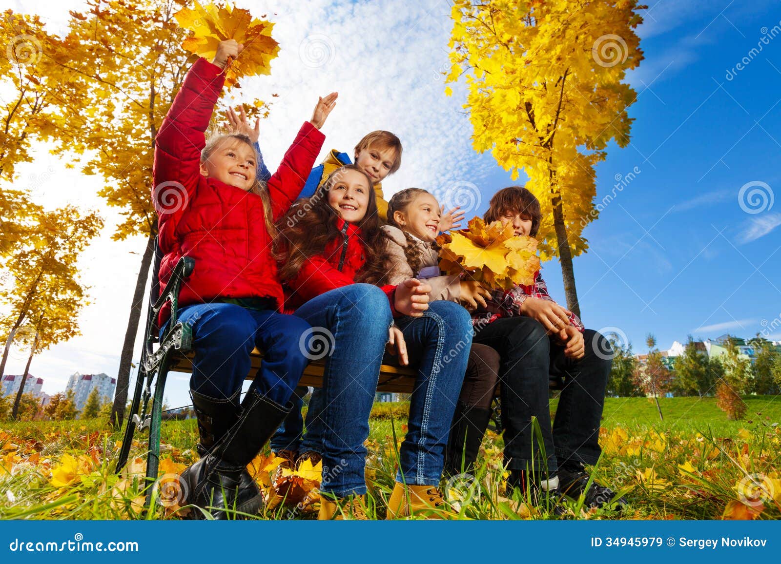 Kids in maple park stock image. Image of friends, lifestyle - 34945979