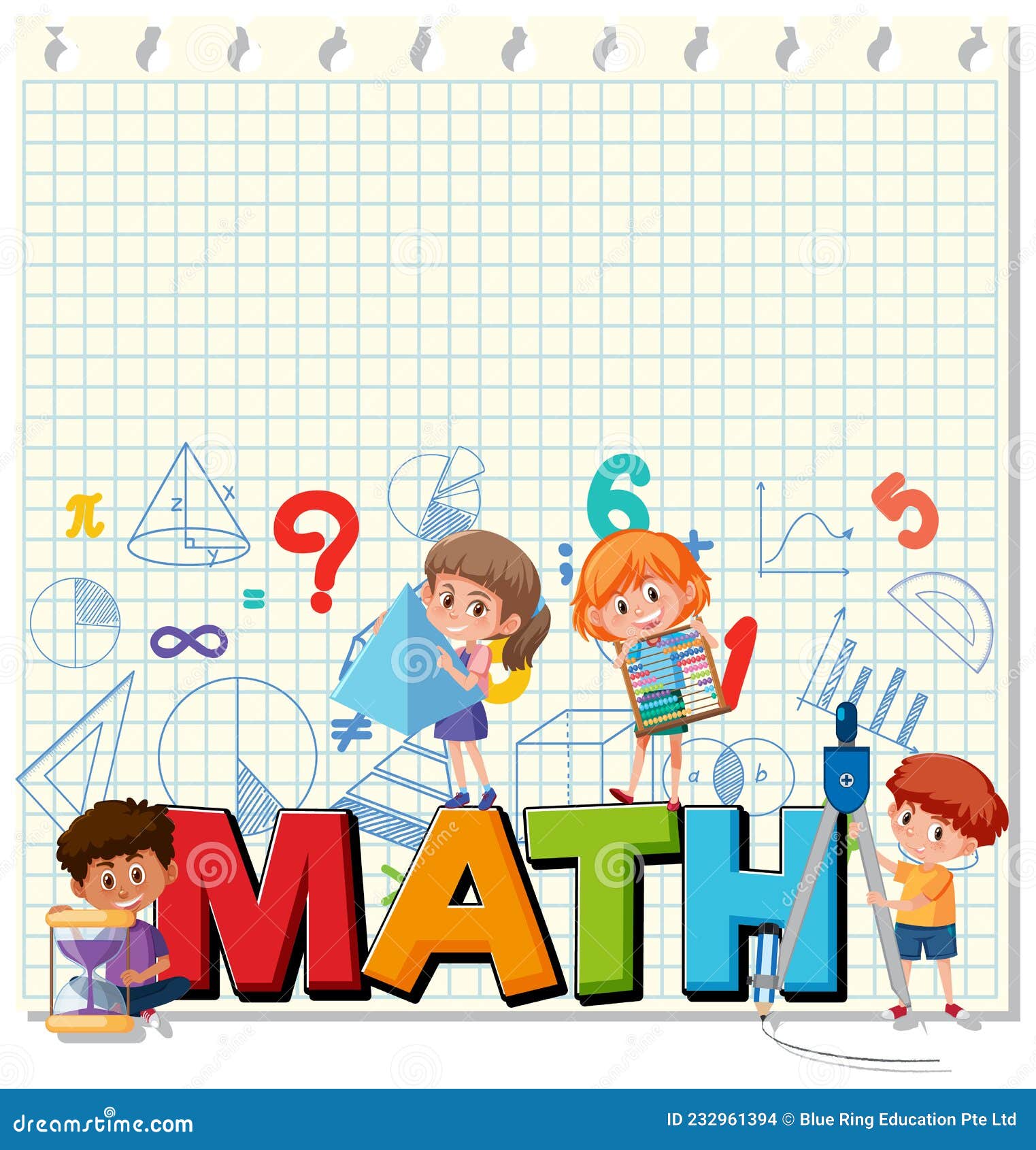 Kids with Math Icon Template Stock Vector - Illustration of number ...