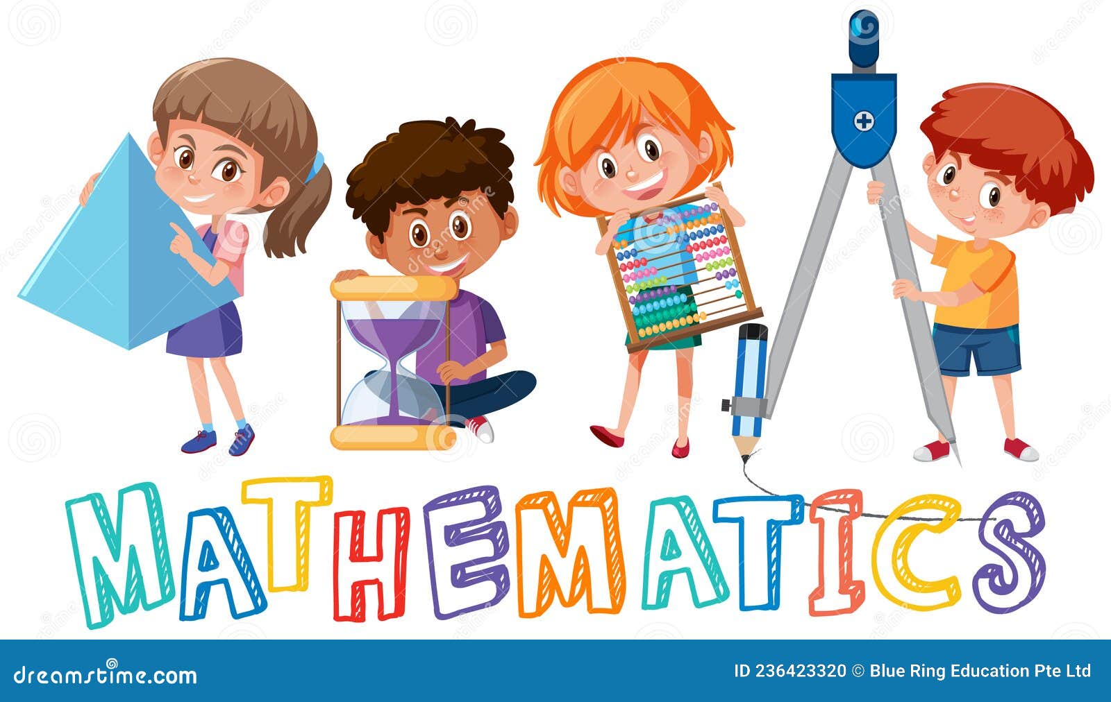 Kids with Math Tools and Doodle Math Symbol Stock Vector - Illustration ...