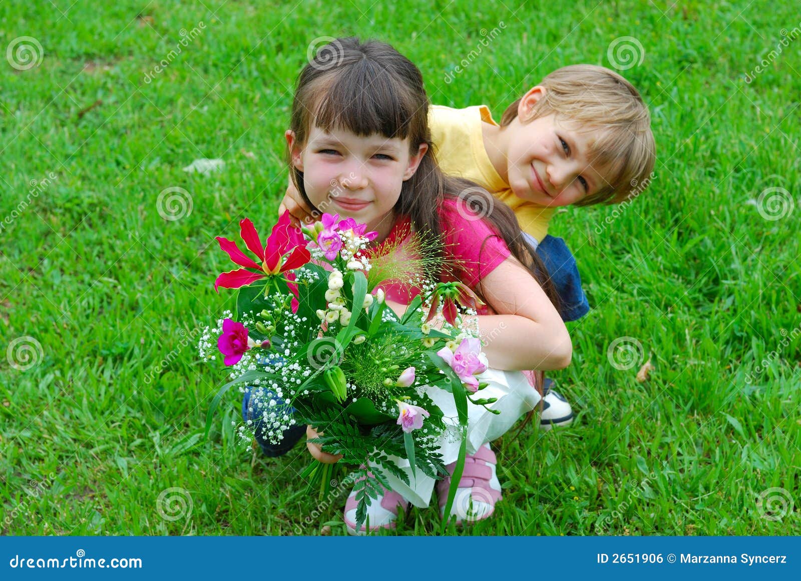Kids in a meadow stock photo. Image of field, happy, buddies - 2651906