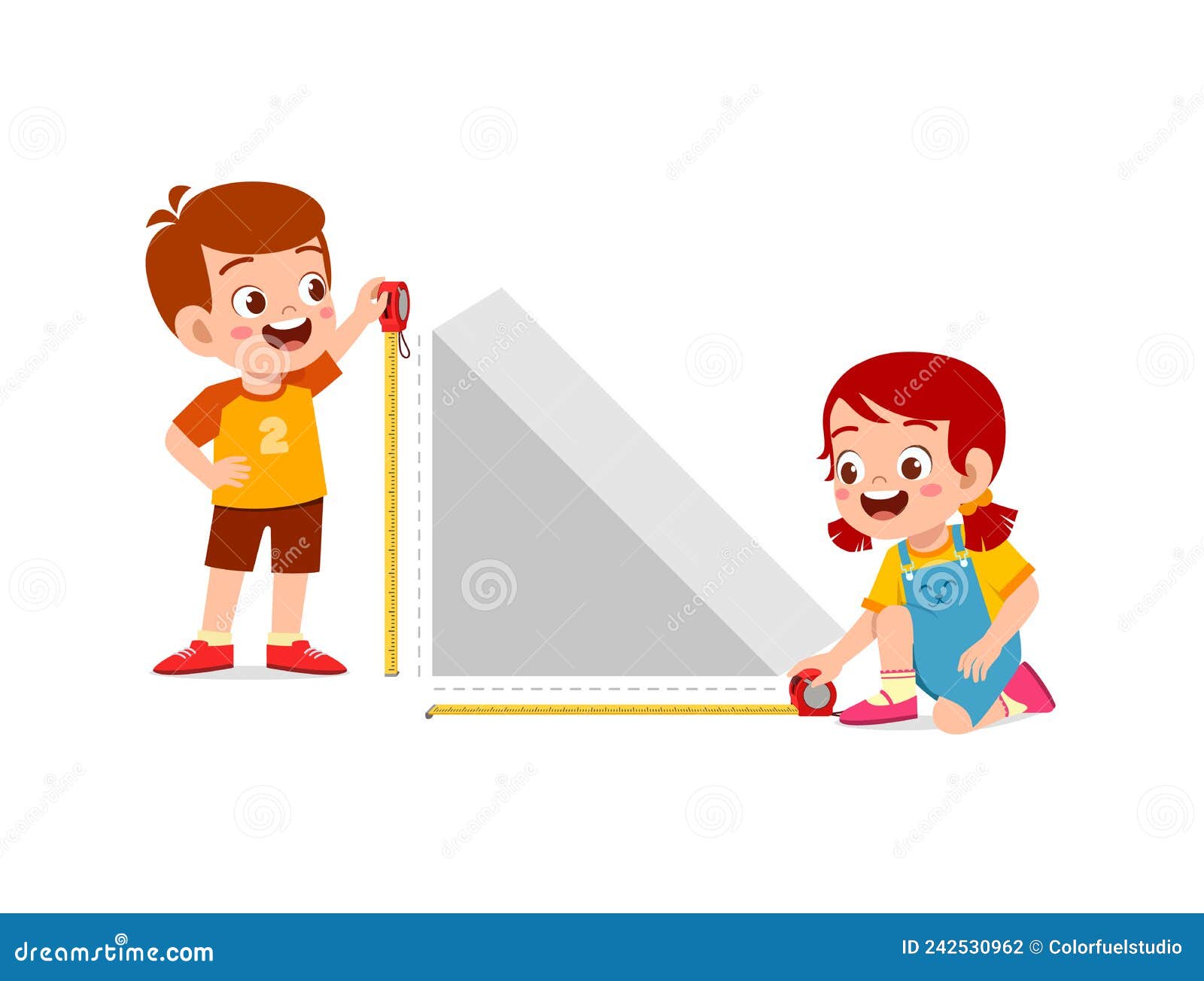 Kids Measure Width and Height from Geometric Shape Stock Vector ...